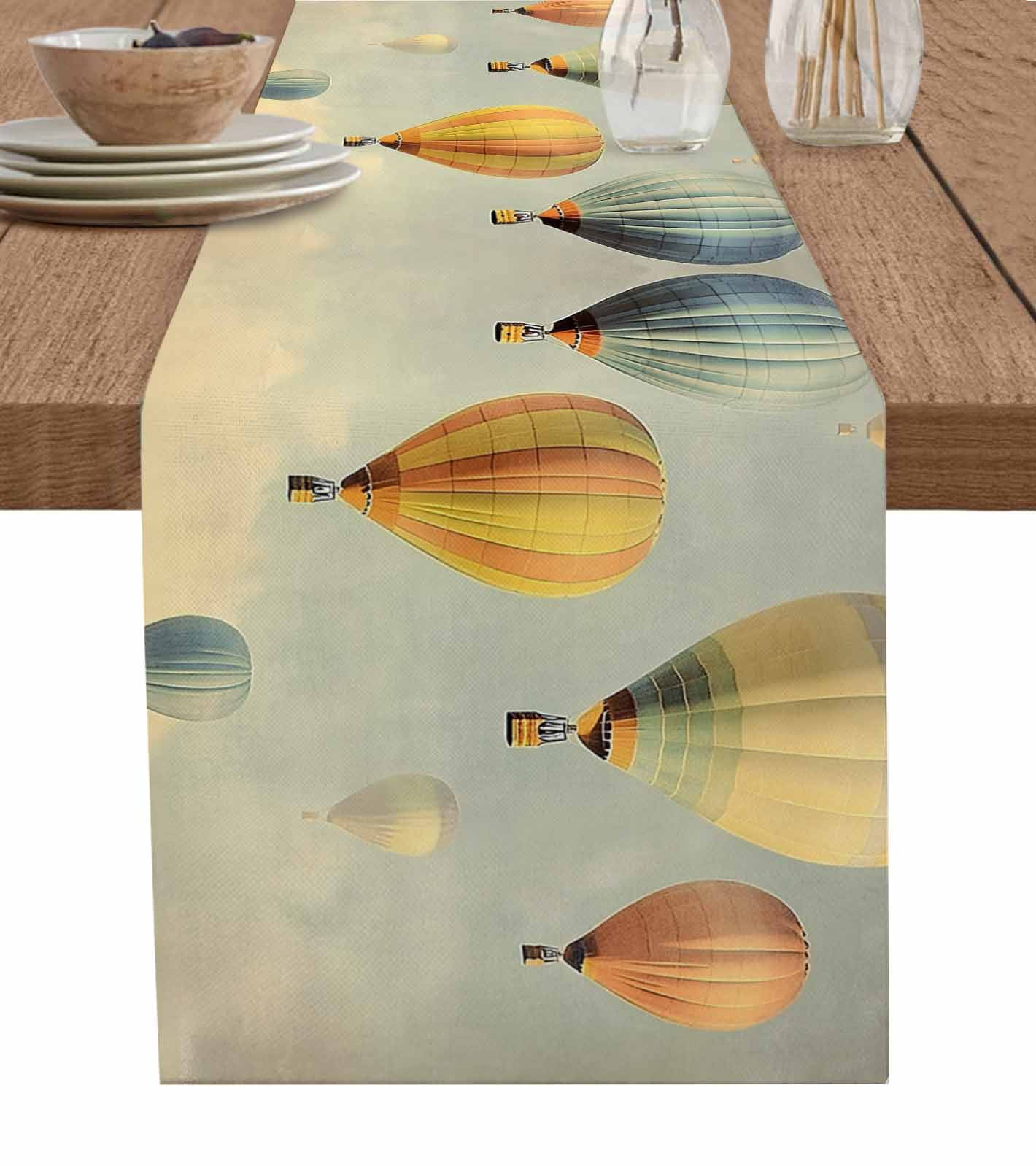 Vintage Hot Air Balloon Table Runner 72 Inches, Modern Balloon Floating ...
