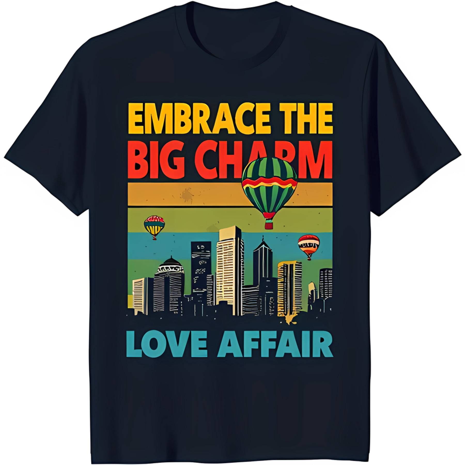 Vintage Hot Air Over City T-Shirt Embrace the Big Charm Love Affair ...