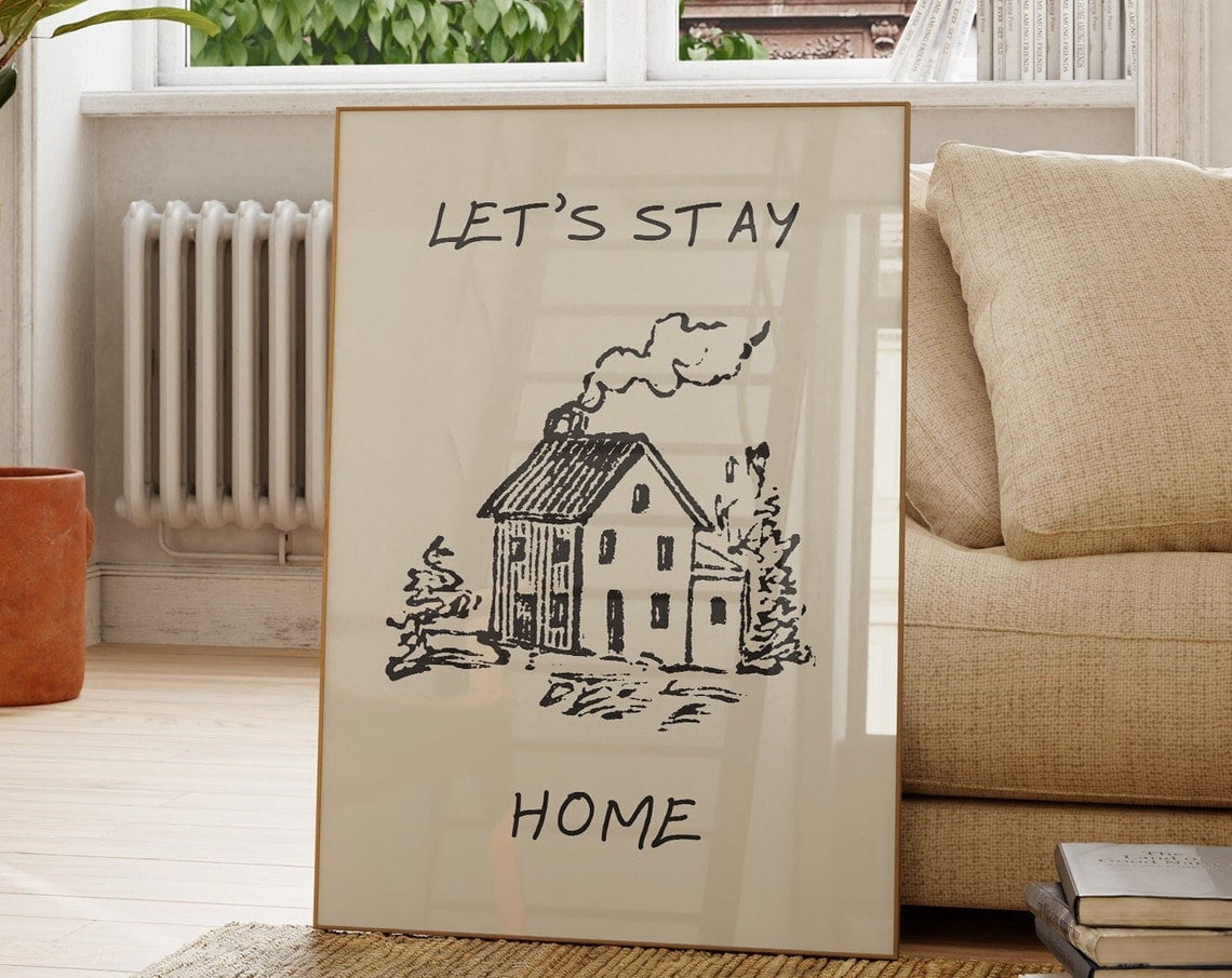 Vintage House Print Funny Introvert Poster Trendy Living Room Decor ...