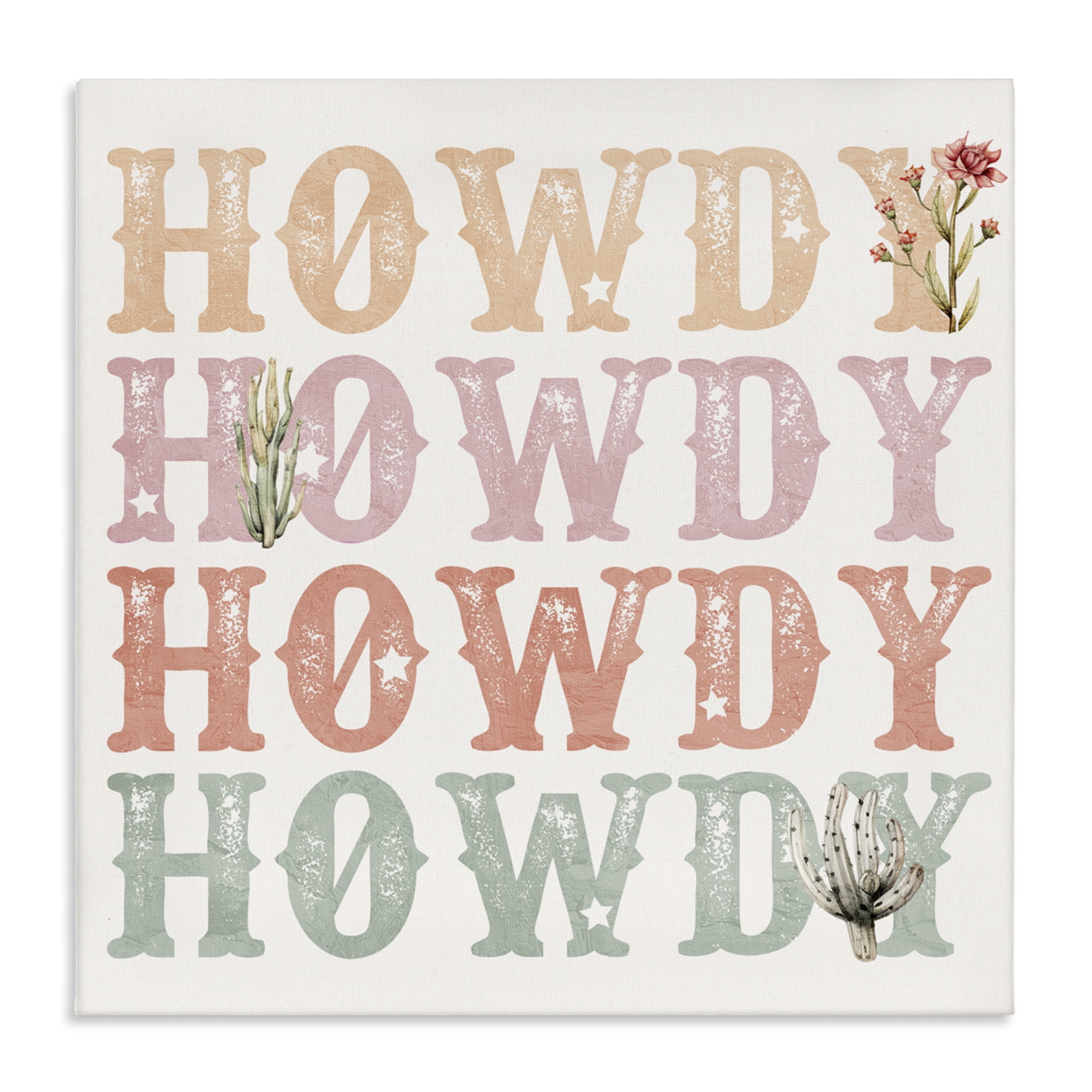 Vintage Howdy Rainbow Text Canvas Wall Art, design by Kim Allen ...