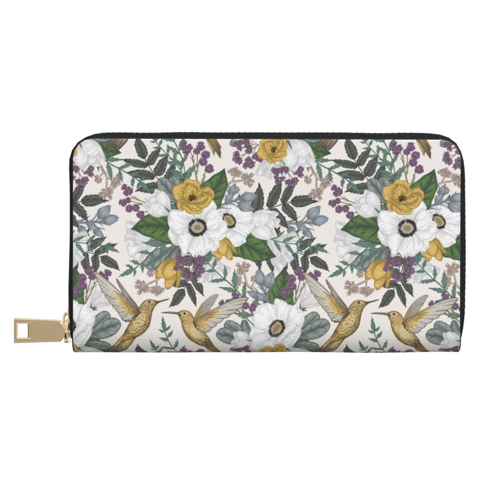 Vintage Hummingbird Flower Wallet Women, Leather Bifold Multi Card ...