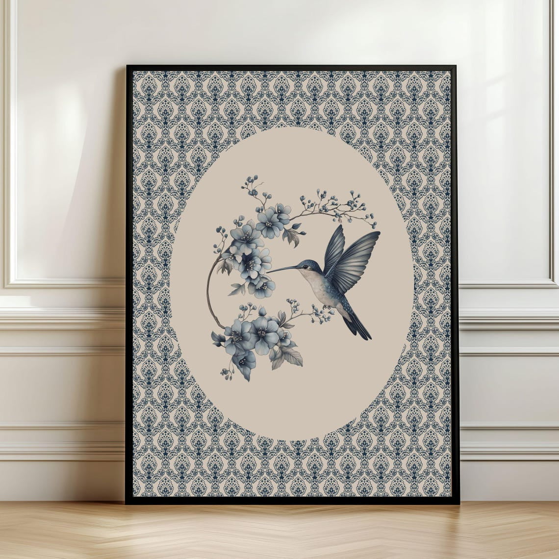 Vintage Hummingbird Print, Moody Bird Print, Bird Lover Gift, Blue Bird ...