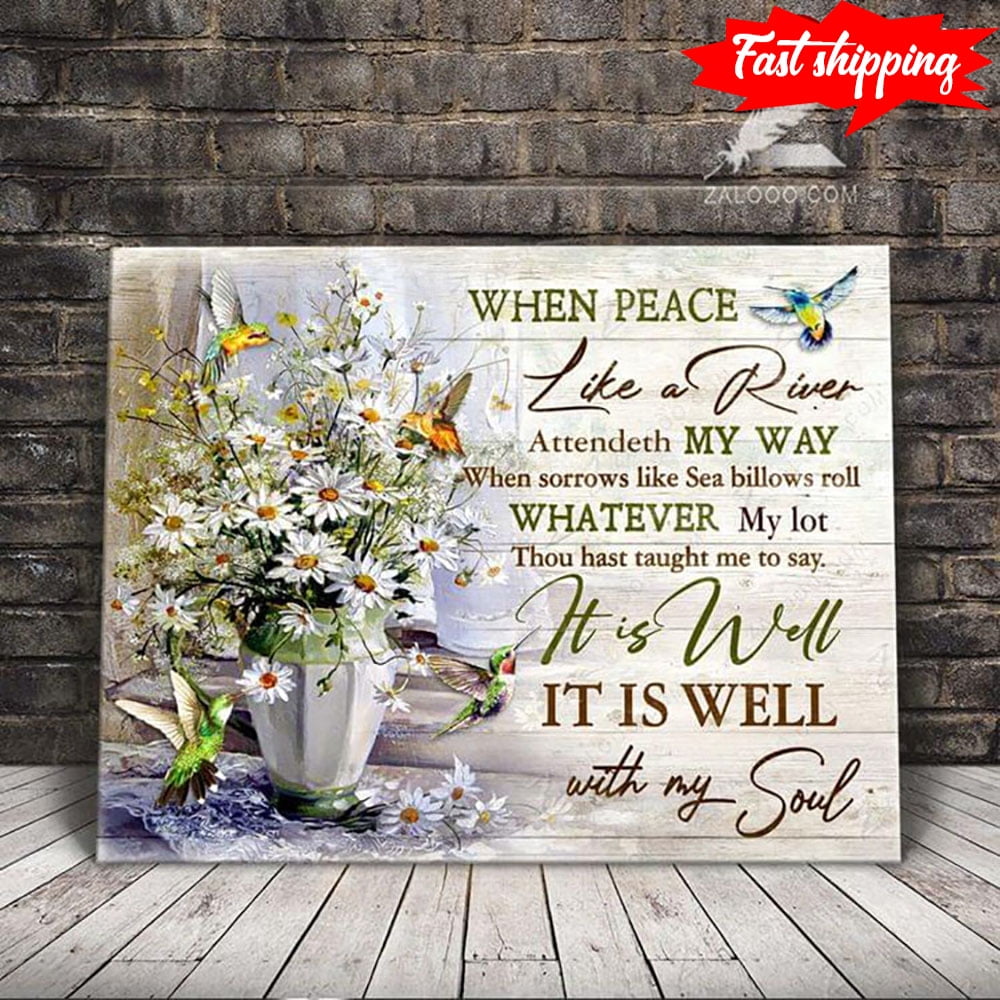 Vintage Hummingbirds Flying Around Daisy Flowers When Peace Like A ...