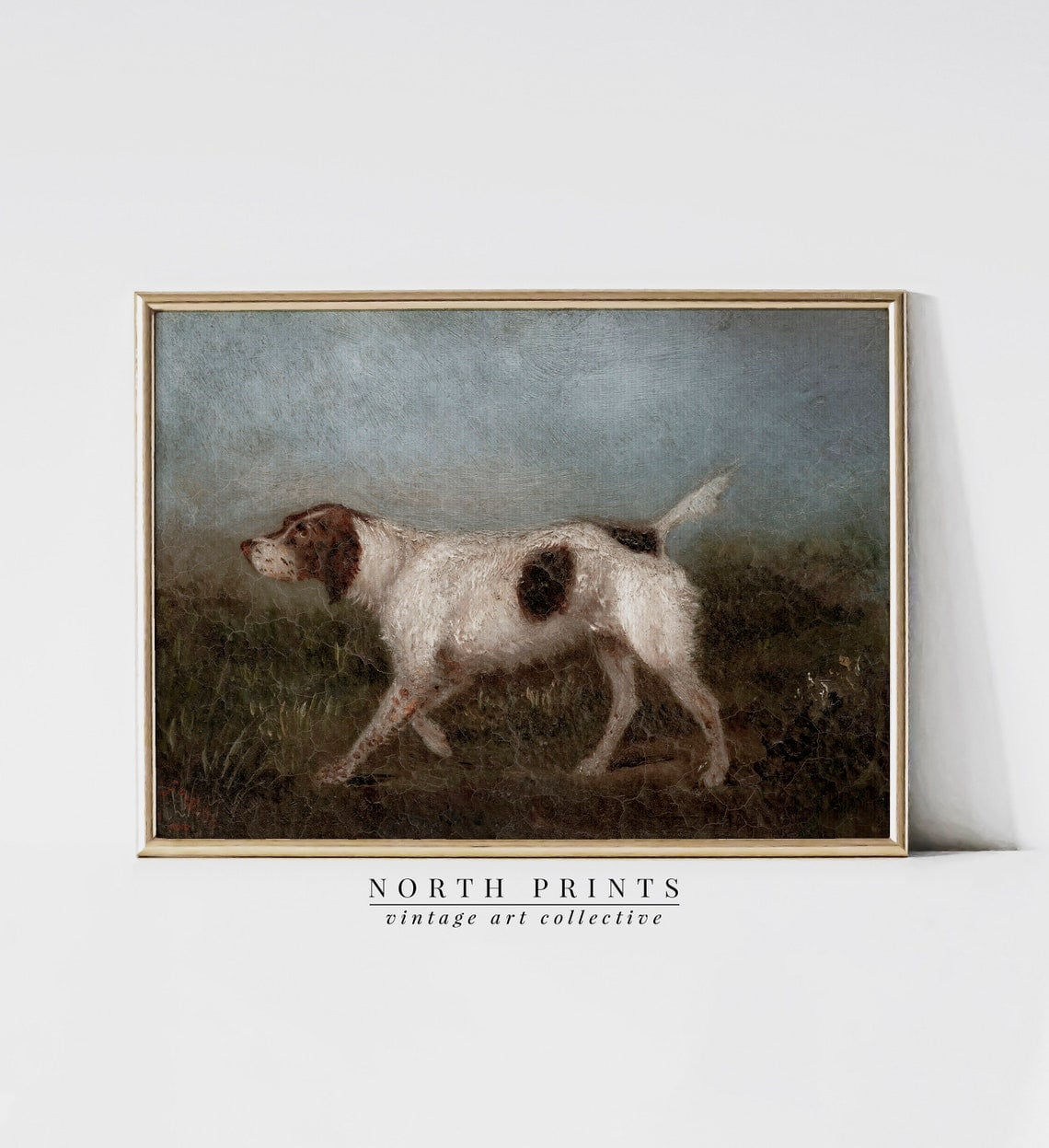 Vintage Hunting Dog Oil Painting: Cabin Wall Art Digital Download ...