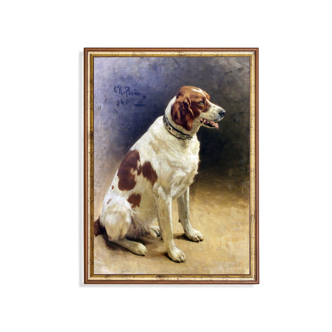Vintage Hunting Hound Portrait Rustic Farmhouse Dog Art Home Decor ...