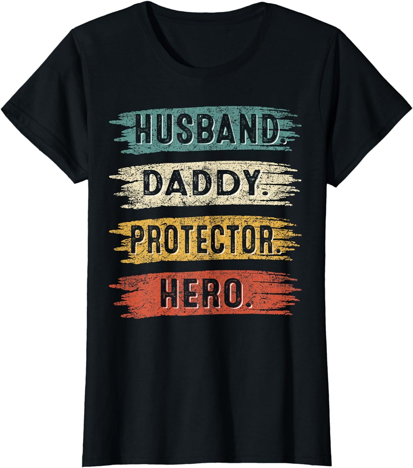 Vintage Husband Daddy Protector Dad Hero Happy Fathers Day T-Shirt ...