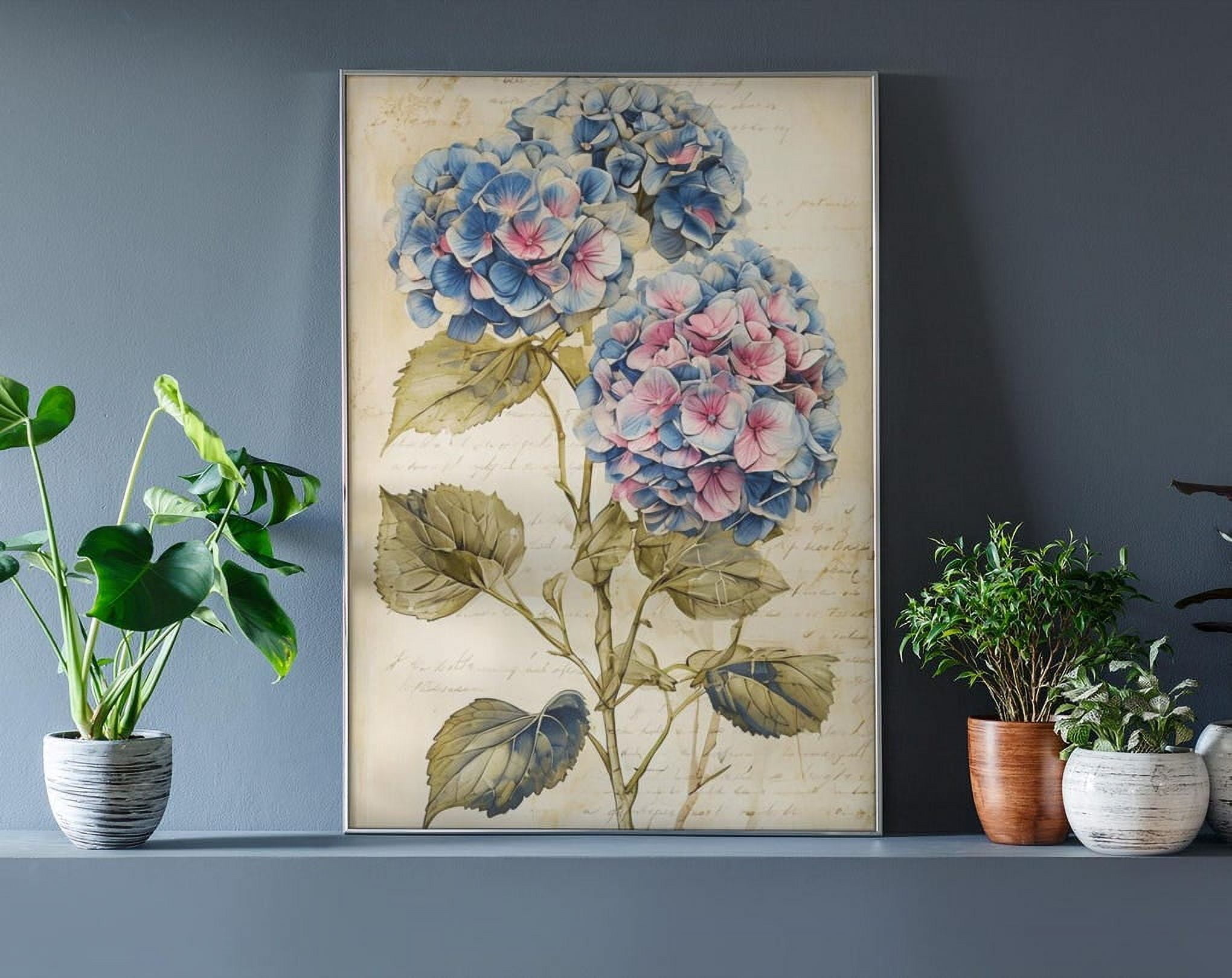 Vintage Hydrangea Poster - Beautiful Wall Art, Ready-To-Hang Home Decor ...