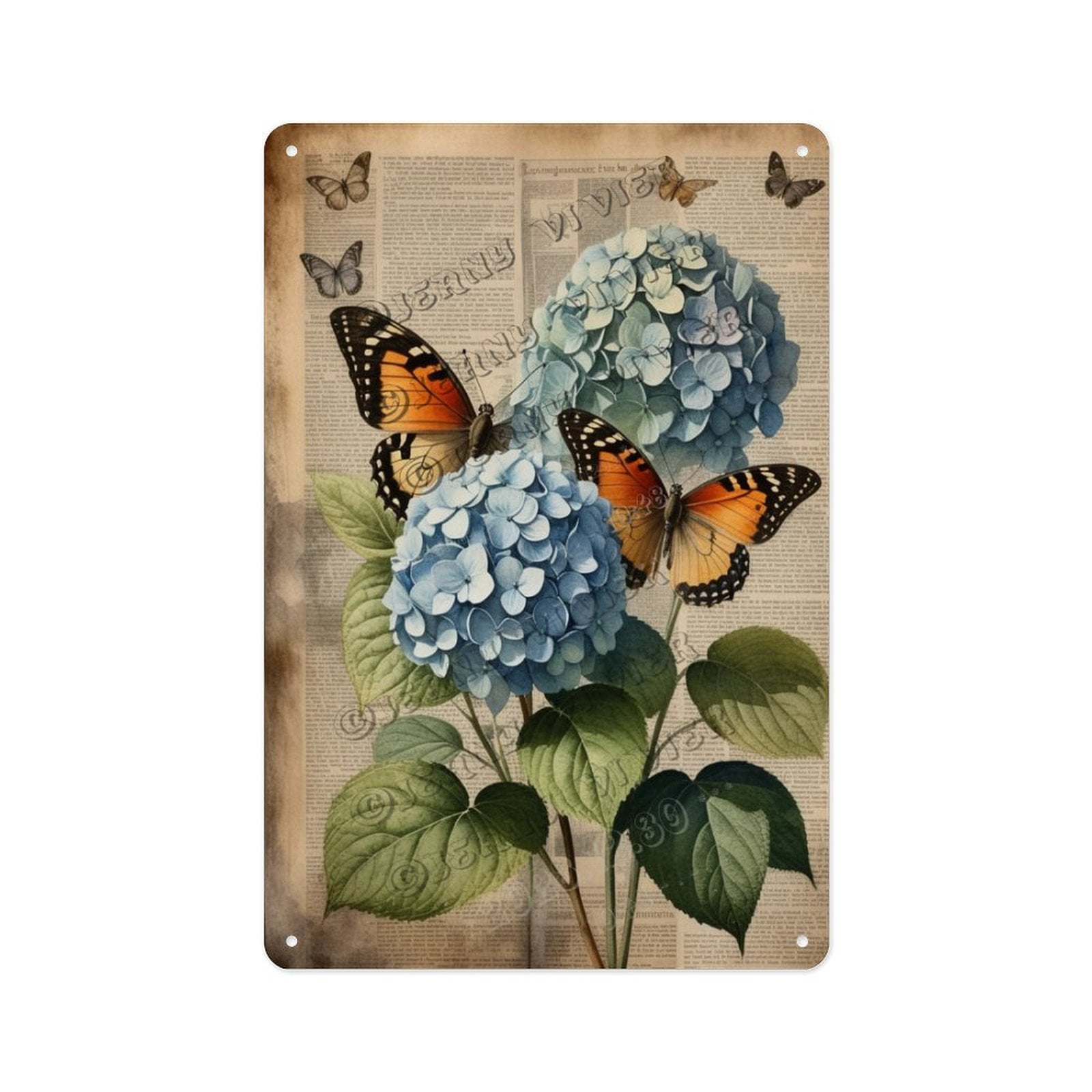 Vintage Hydrangea Wall Sign – 8x12 Inches Aluminum Tin Sign, Rustic ...