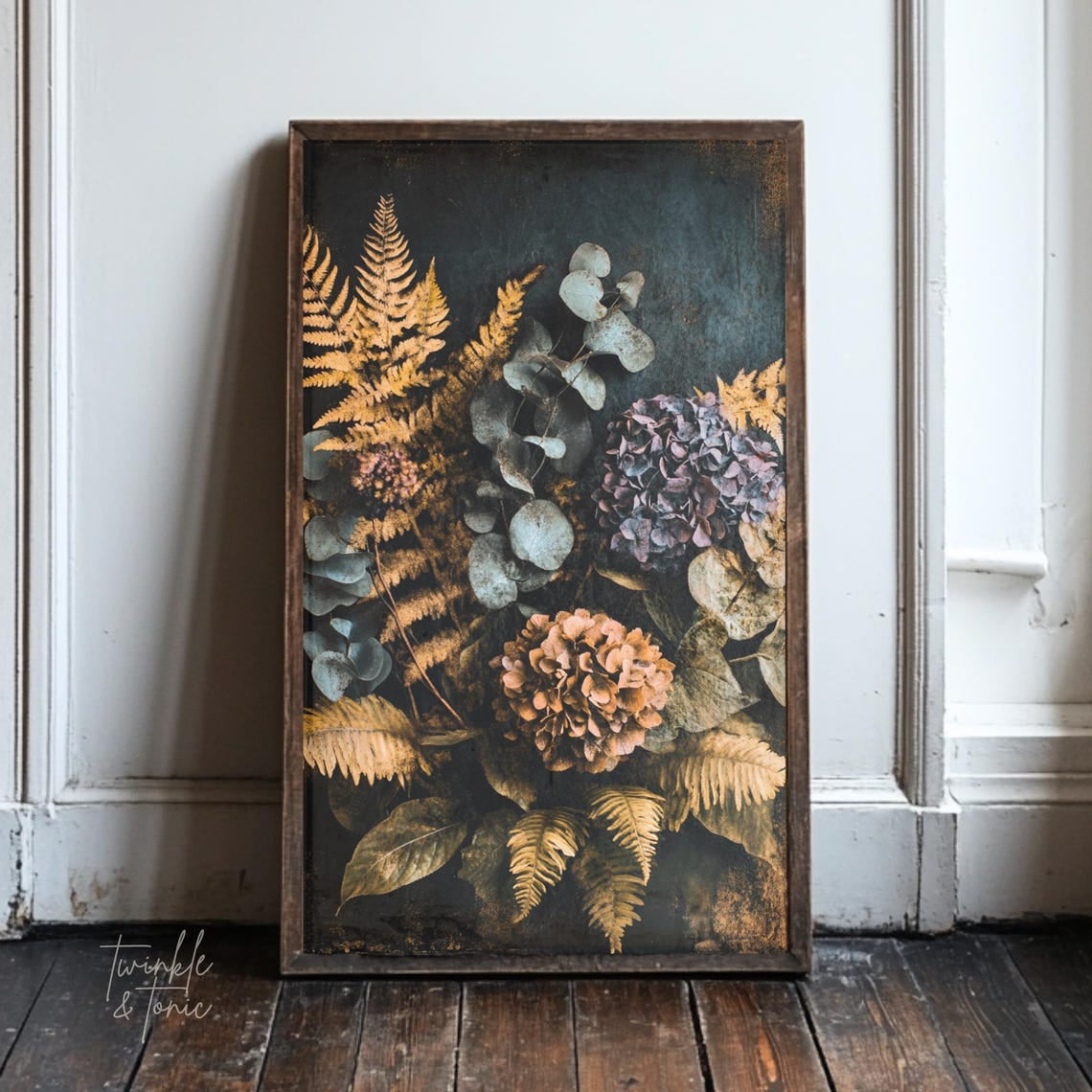 Vintage Hydrangeas Art Print Dark Academia Wall Decor Moody Cottagecore ...