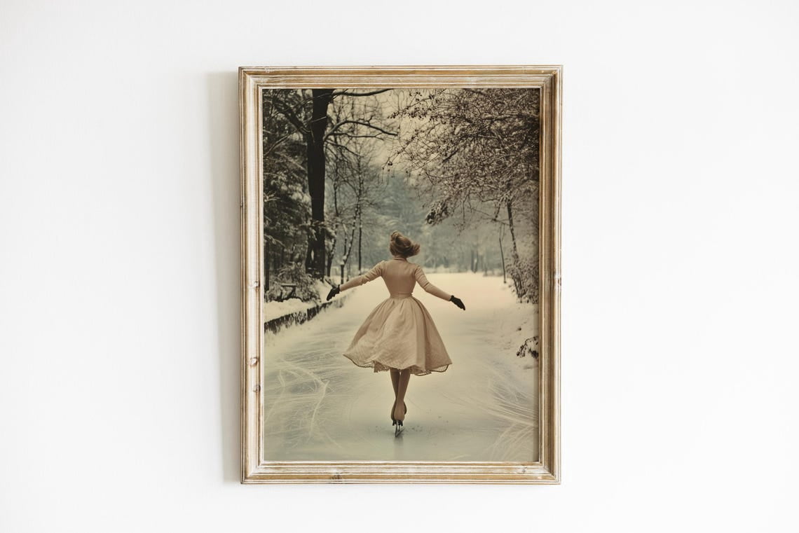 Vintage Ice Skating Print, Victorian Ice Skating, Nostalgic Skating ...