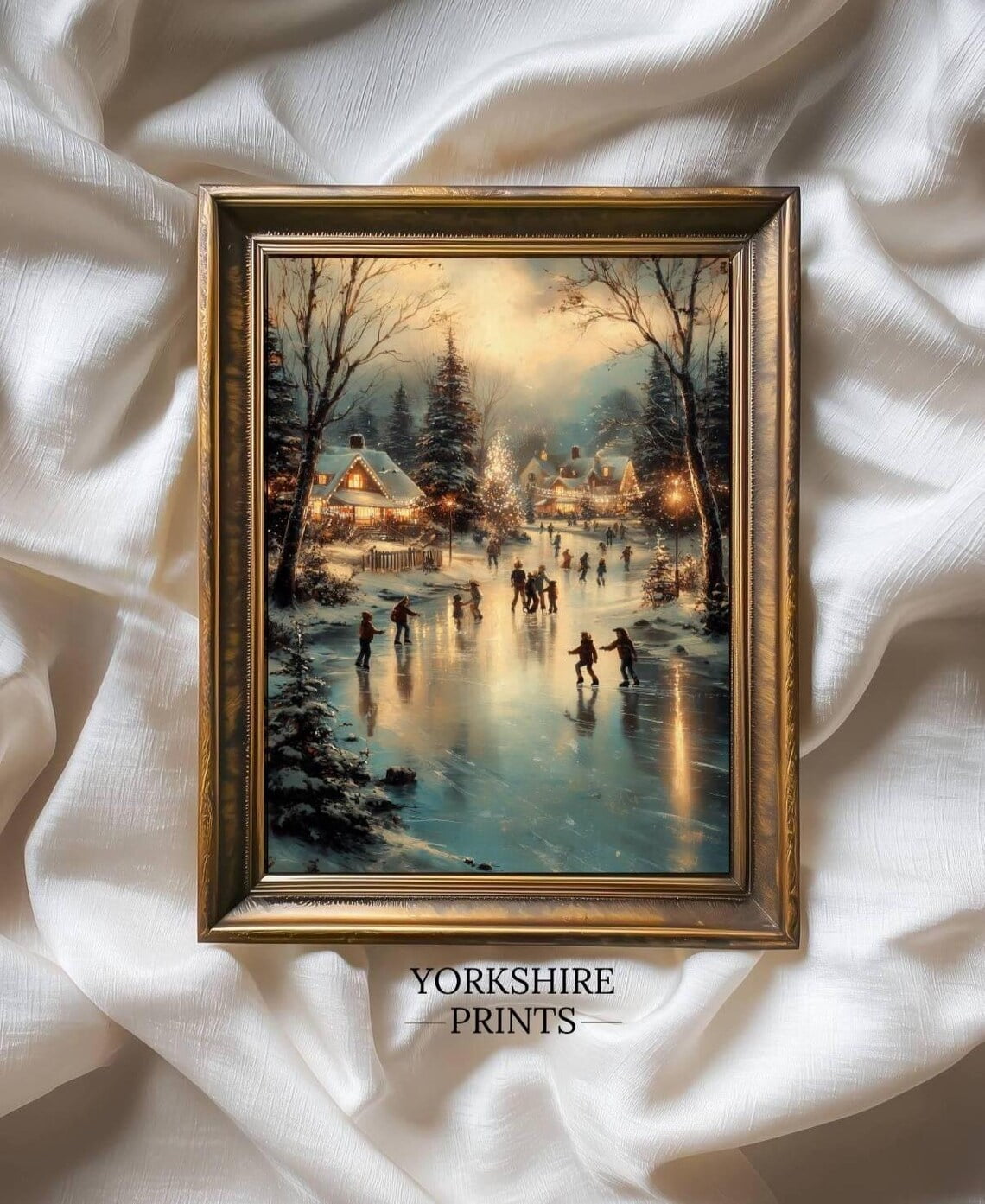Vintage Ice Skating Print, Winter Village Winter Scene 3980 UNFRAMED ...