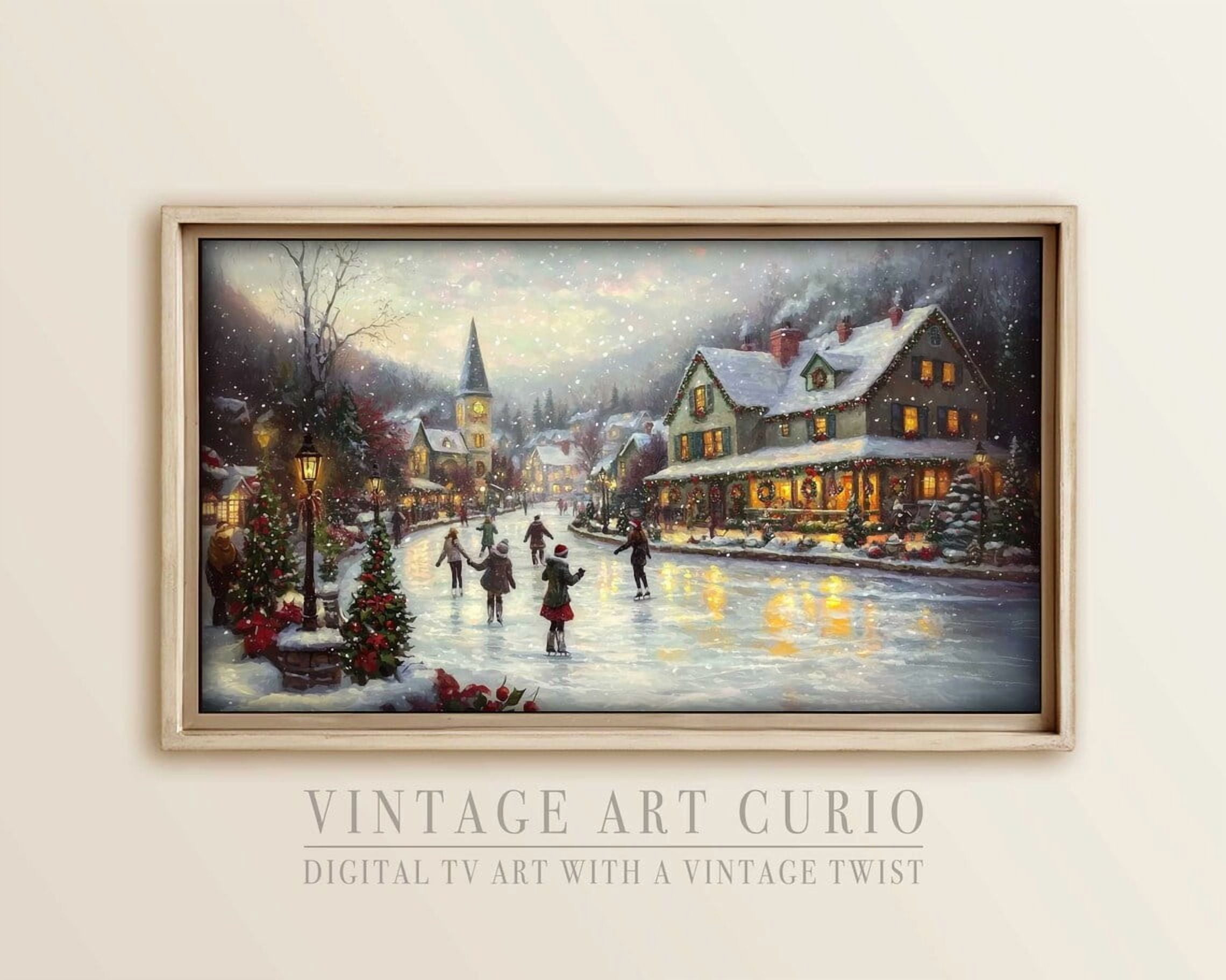 Vintage Ice Skating Screensaver Cozy Cottagecore Decor Antique Style ...