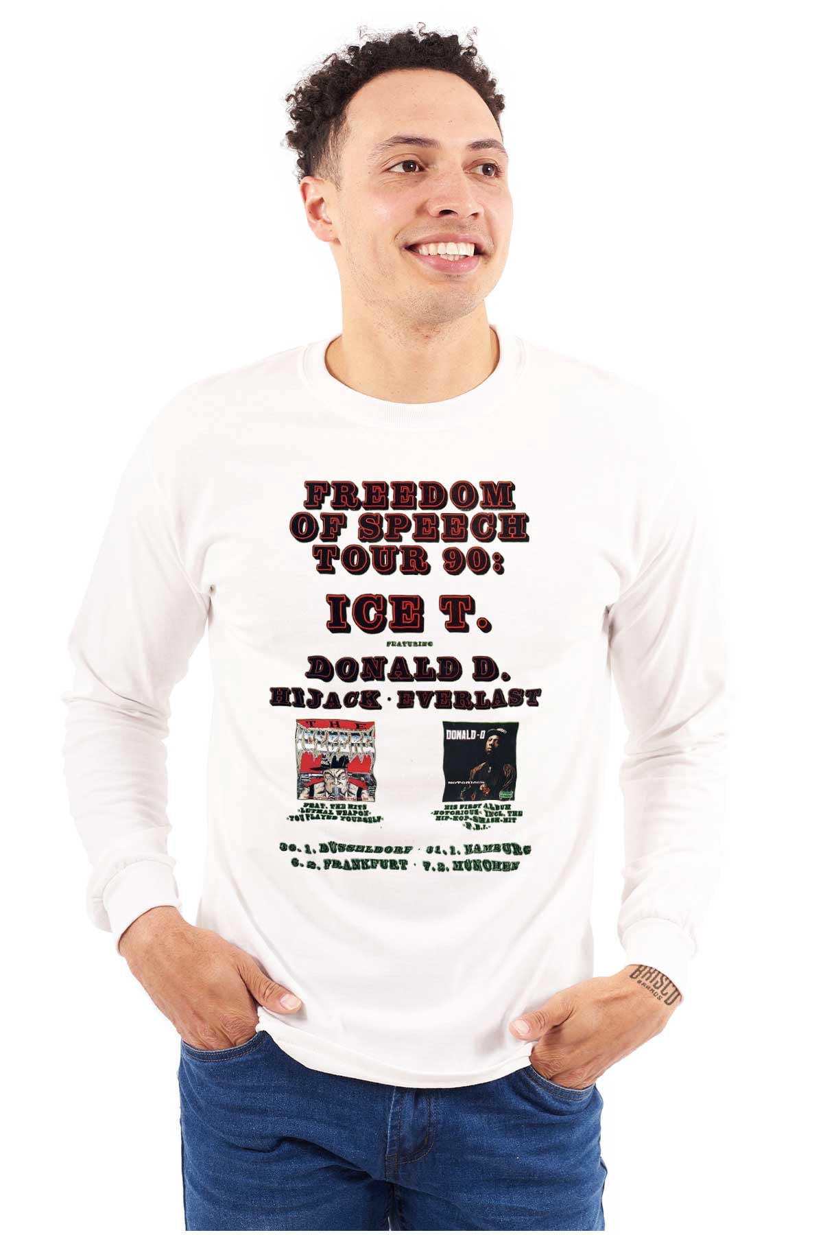 Vintage Ice T 90s Hip Hop Tour Flyer Long Sleeve TShirt Men Women ...