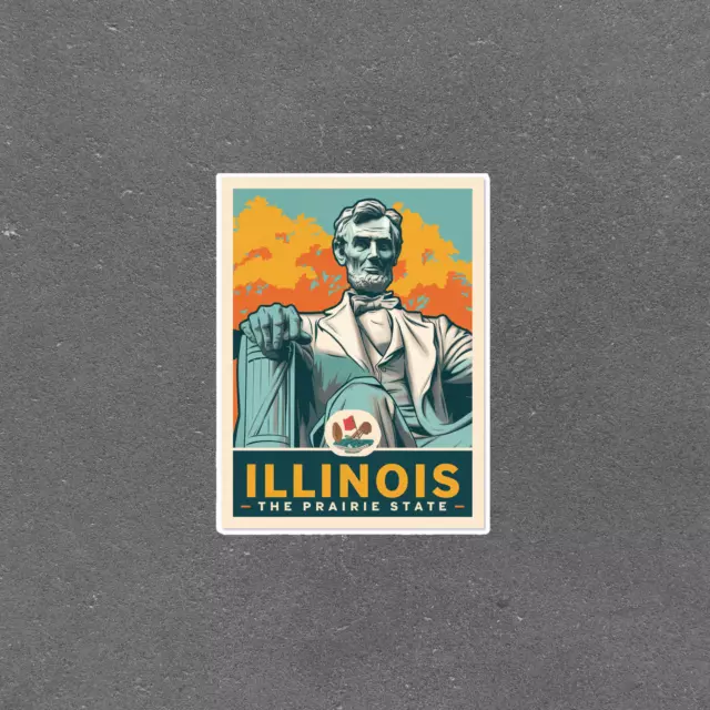 Vintage Illinois Travel Sticker - Abraham Lincoln Statue Prairie State ...