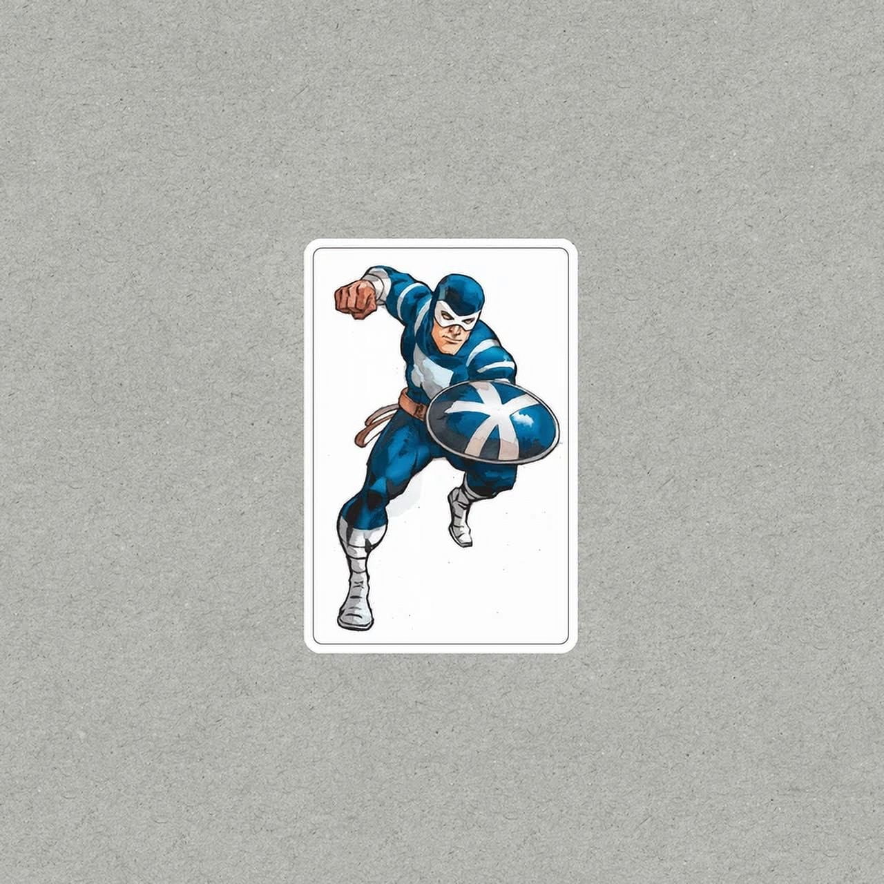 Vintage Illustrated Blue Superhero Sticker - Perfect For Comic Book ...