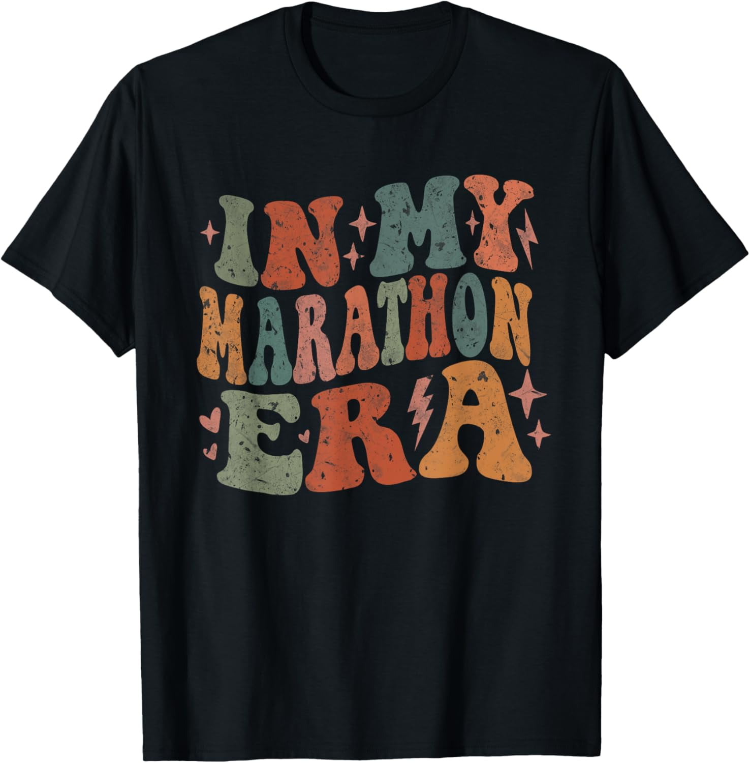 Vintage In My Marathon Era Marathoner Runner Groovy Running T-Shirt men ...
