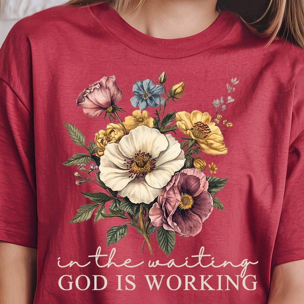 Vintage In The Waiting God Is Working, Vintage Floral Christian ...