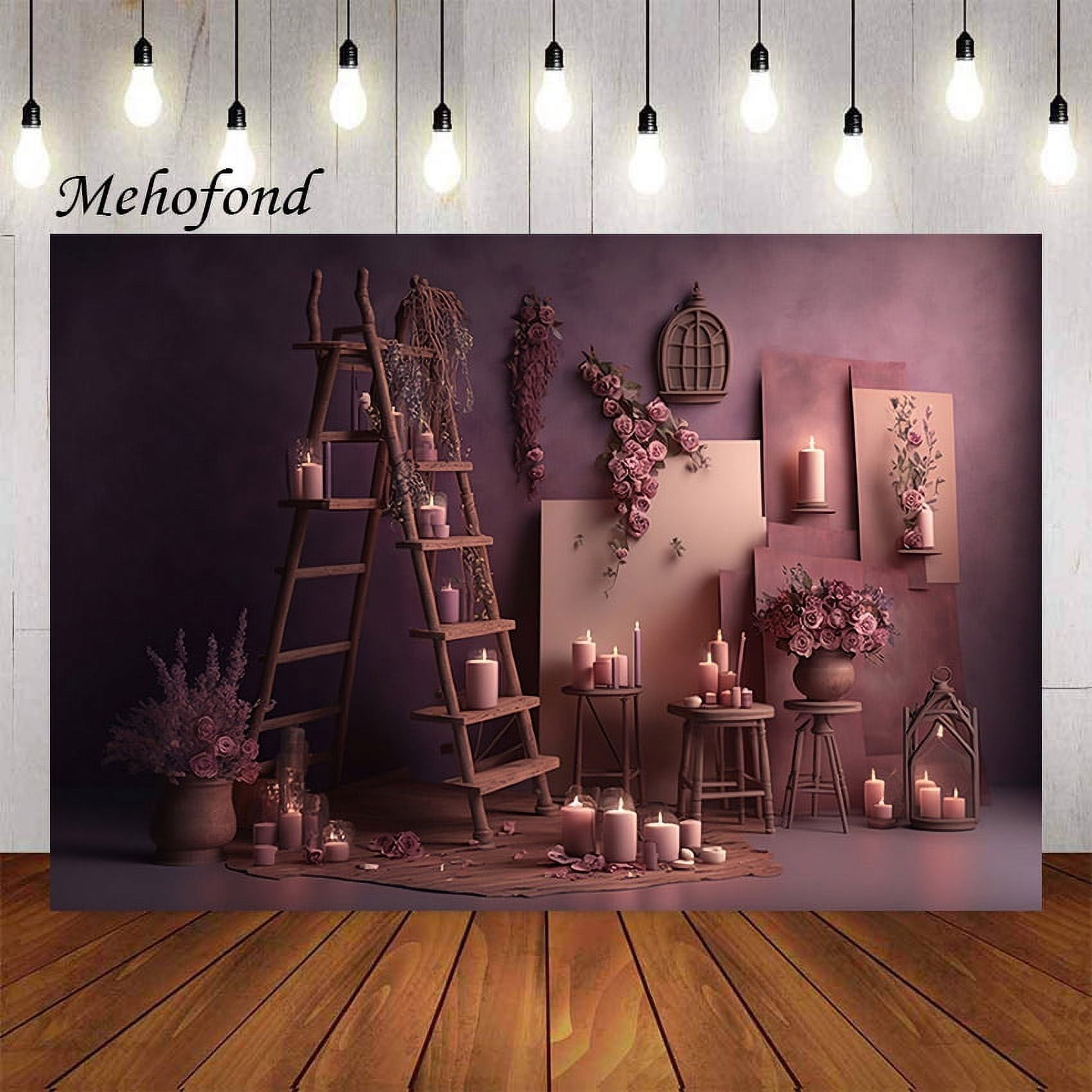 Vintage Indoor Purple Flower Girl Birthday Party Cake Smash Portrait r ...