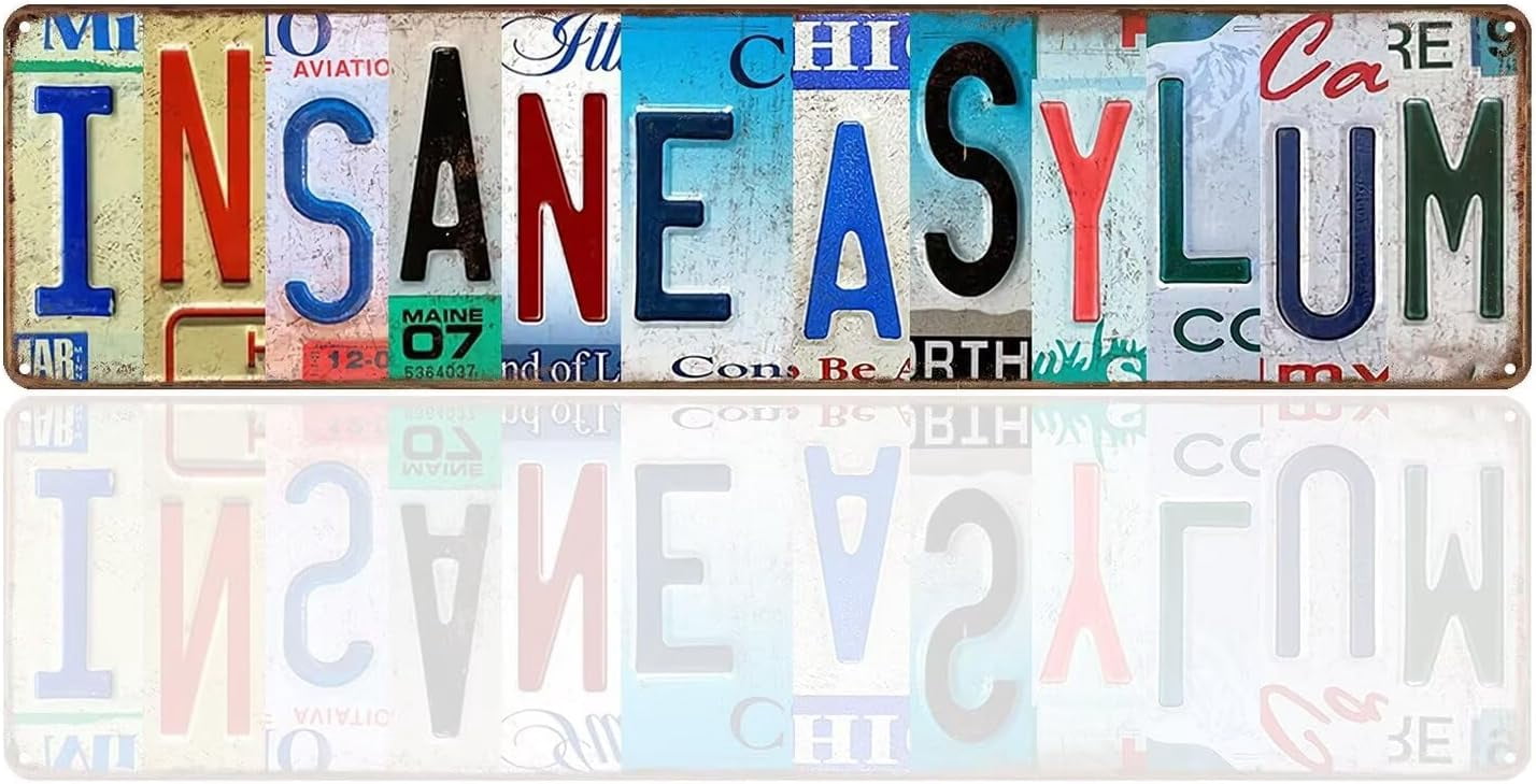 Vintage Insane Asylum Wall Decor Street Signs Bar Metal Tin Signs Wall ...