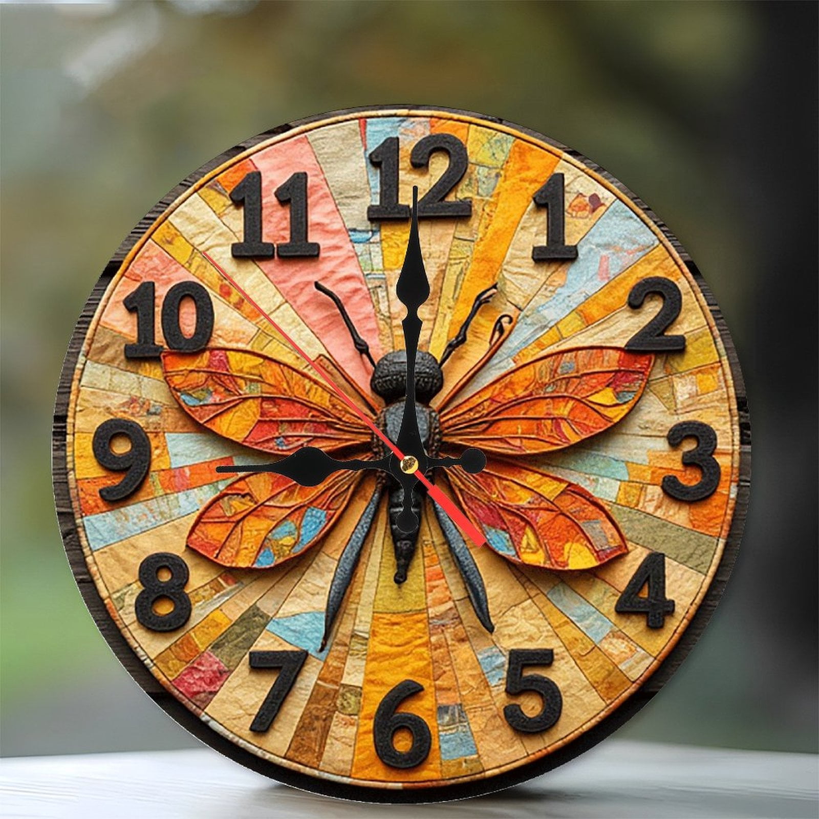 Vintage Insect Wall Clock Colorful Butterfly Home Decor 10-Inch Silent ...
