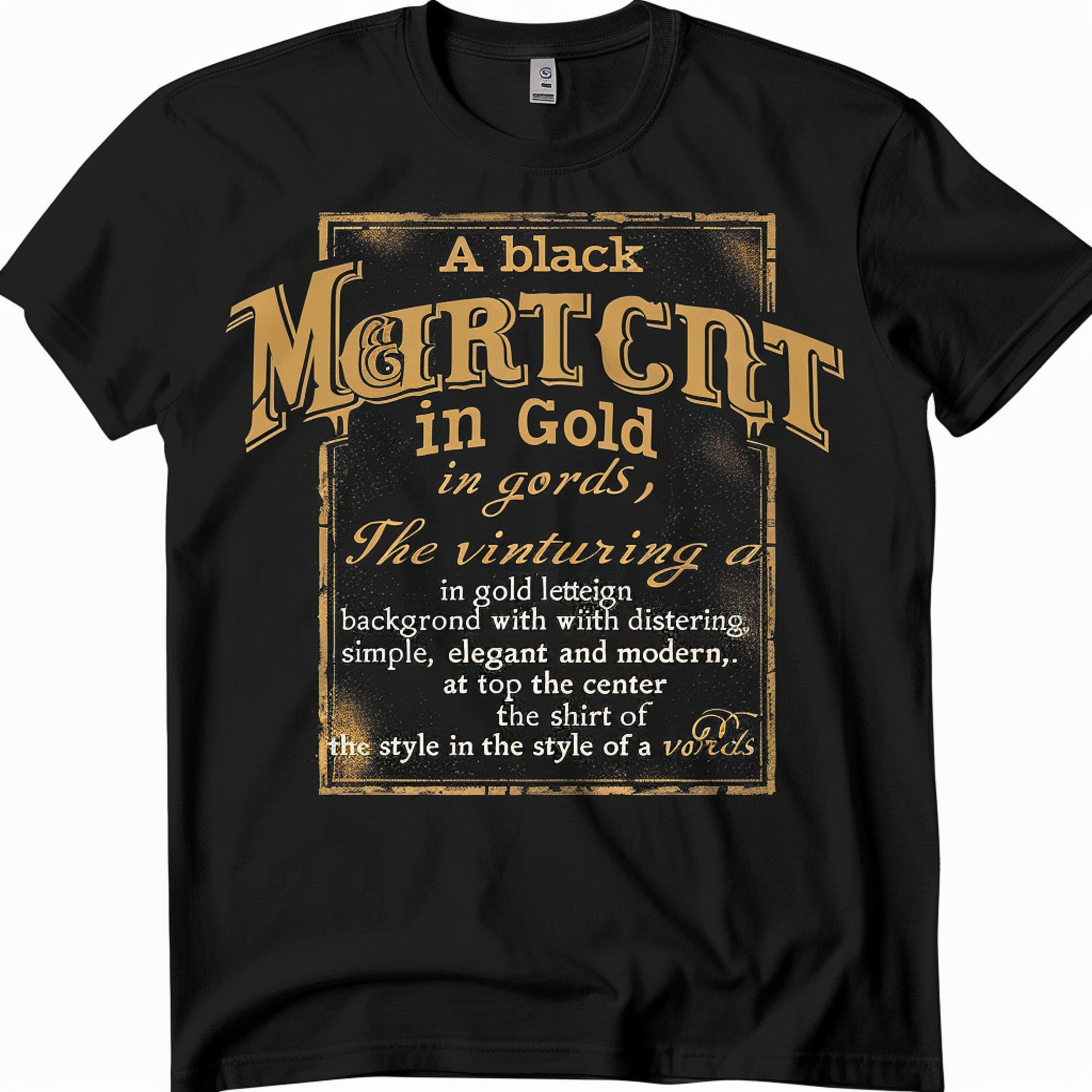 Vintage Inspired Black T Shirt: & Co Est Gold Lettering Flying V Logo ...