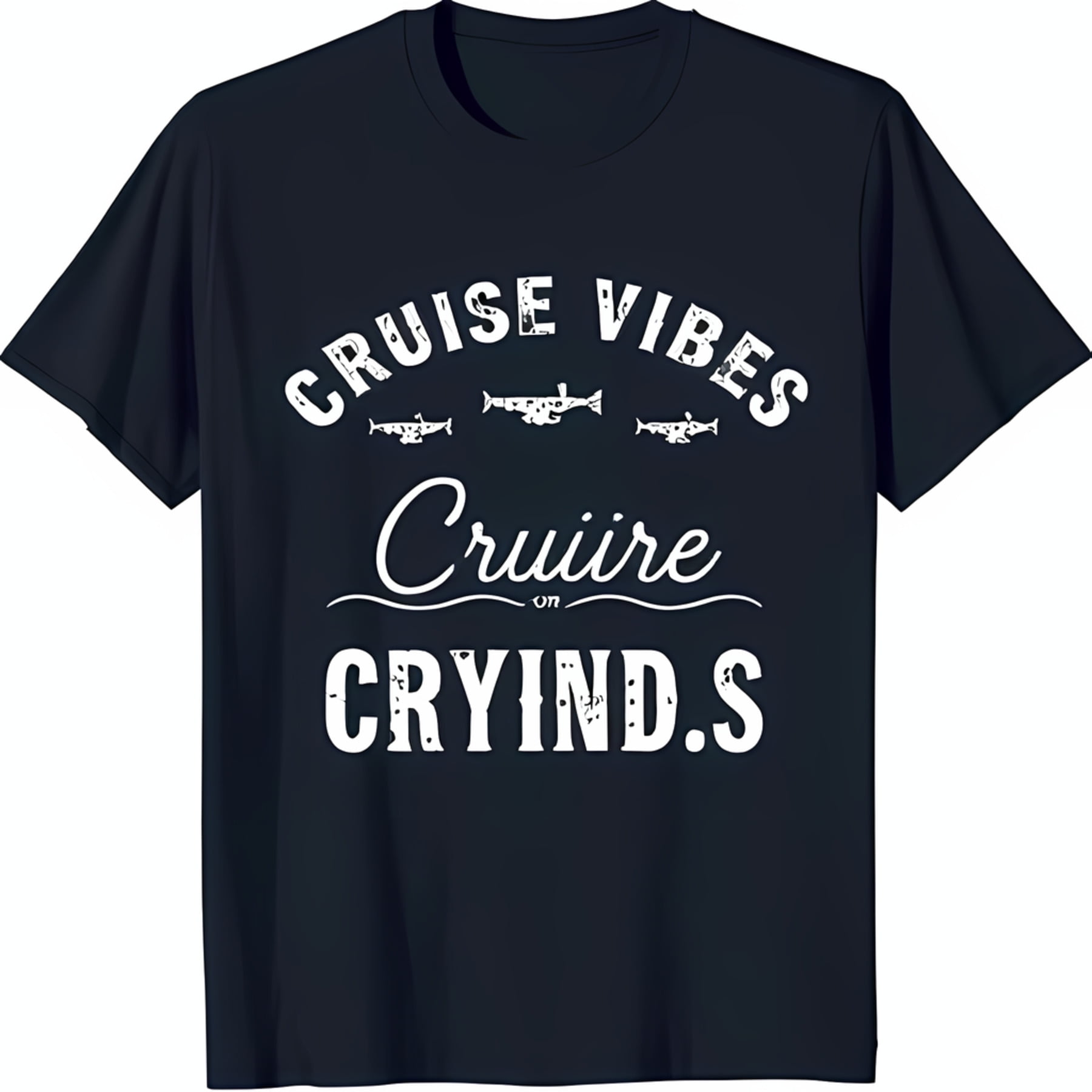 Vintage Inspired Black T-Shirt with 'Cruise Vibes' Graphic & Illustrations - Walmart.com