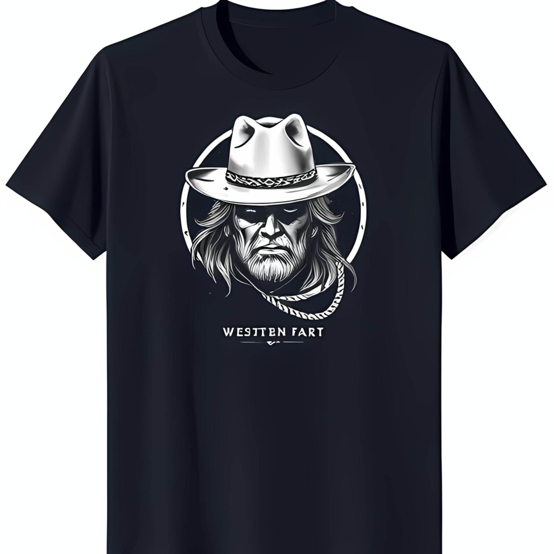 Vintage Inspired Black T-Shirt with Playful Cowboy Graphic & ' FART ...