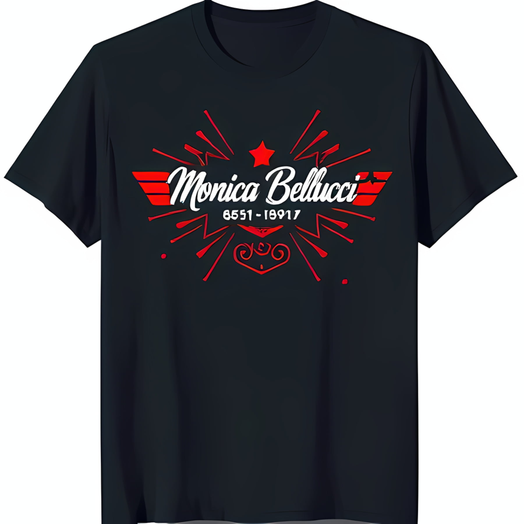 Vintage Inspired Black T-Shirt with Red & White Wing Star Graphic ...