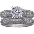 Vintage-Inspired CZ Solitaire Fancy Wedding Ring Set - Walmart.com