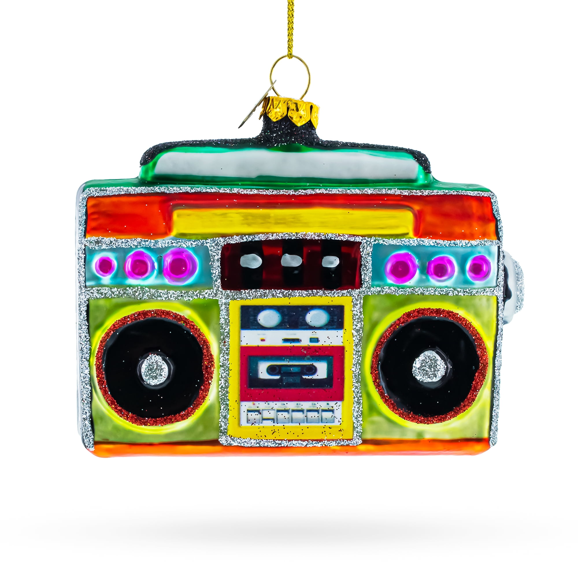 Vintage-Inspired Cassette Player Boombox Blown Glass Christmas Ornament ...