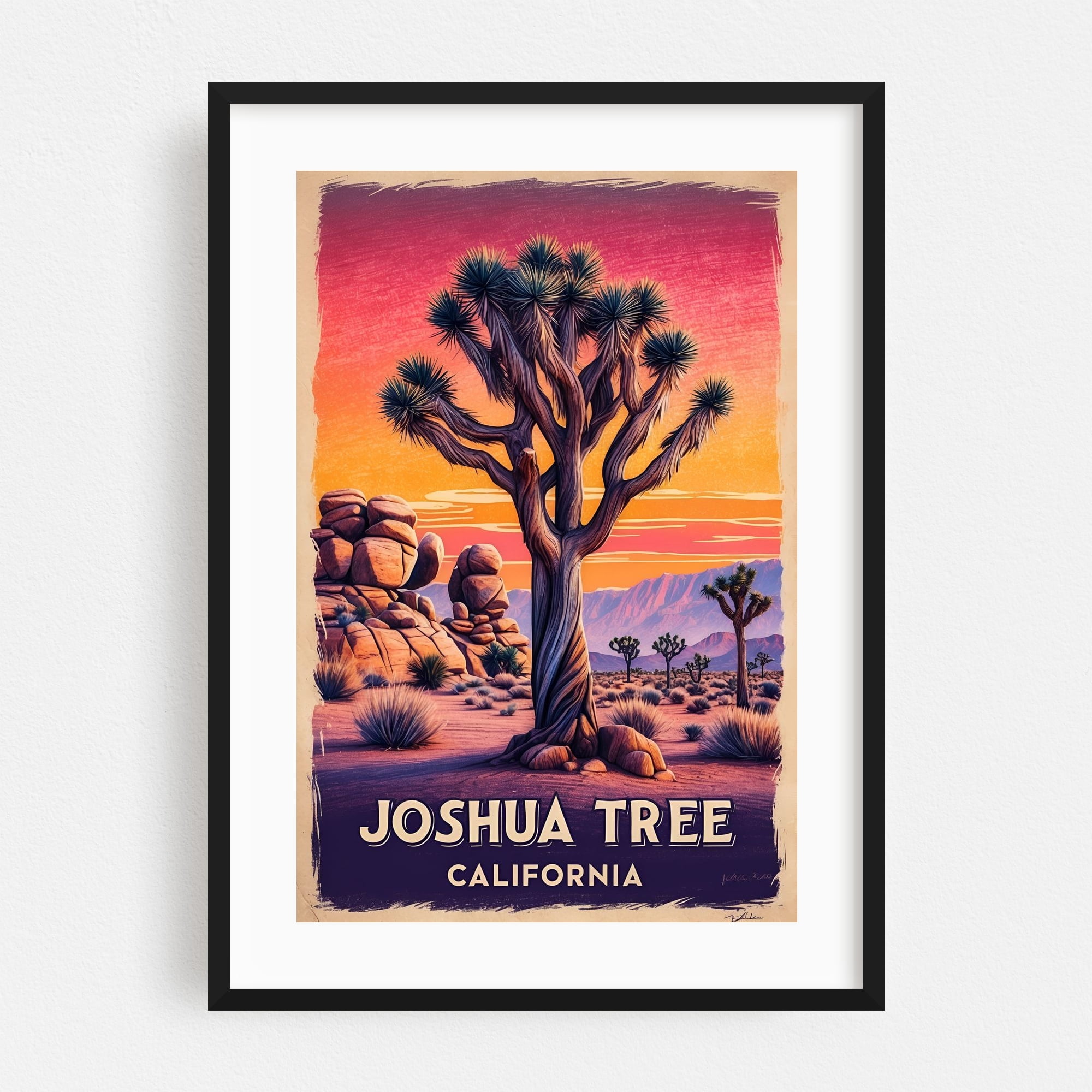 Vintage-Inspired Joshua Tree Drawing | Retro Desert Art Print-export ...