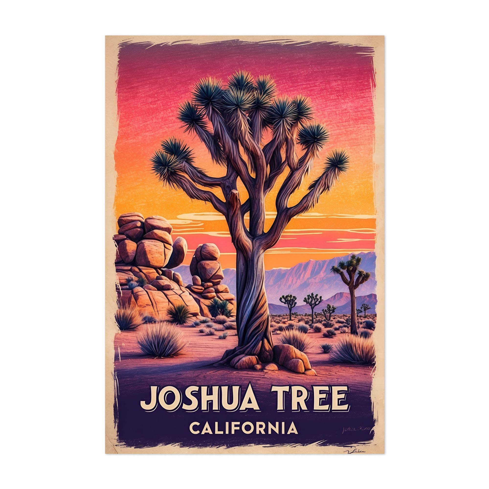 Vintage-Inspired Joshua Tree Drawing | Retro Desert Art Print-export ...