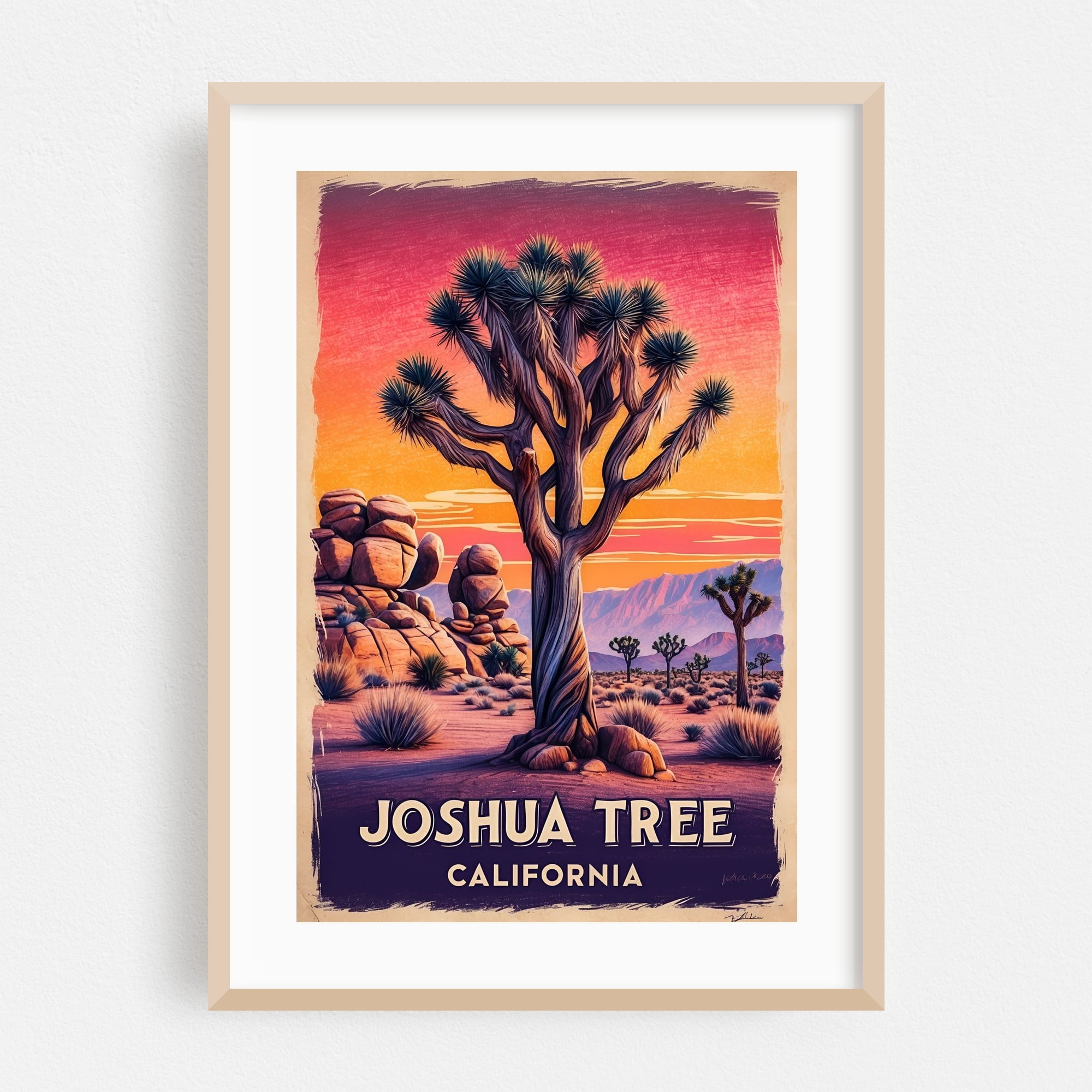 Vintage-Inspired Joshua Tree Drawing | Retro Desert Art Print-export ...