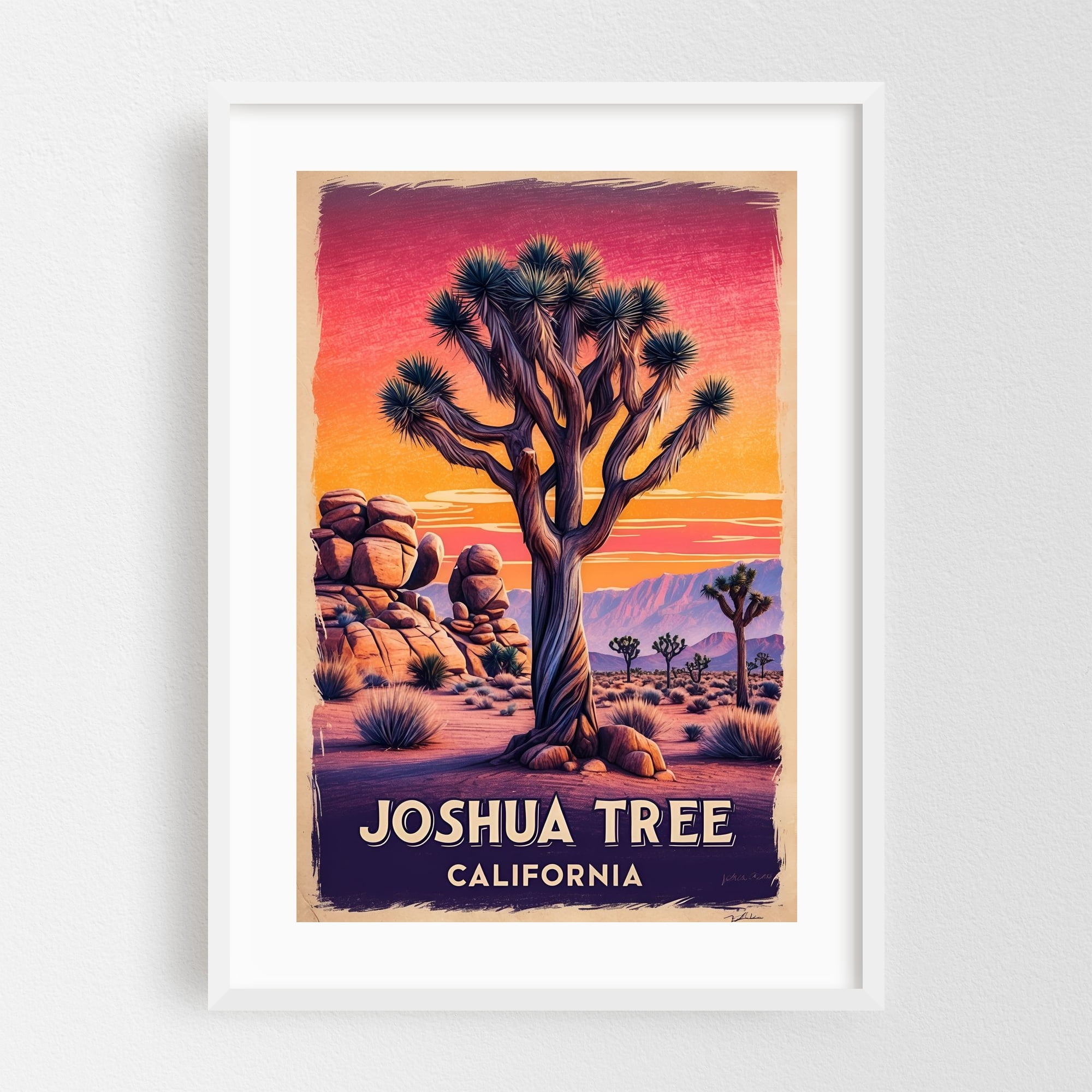 Vintage-Inspired Joshua Tree Drawing | Retro Desert Art Print-export ...