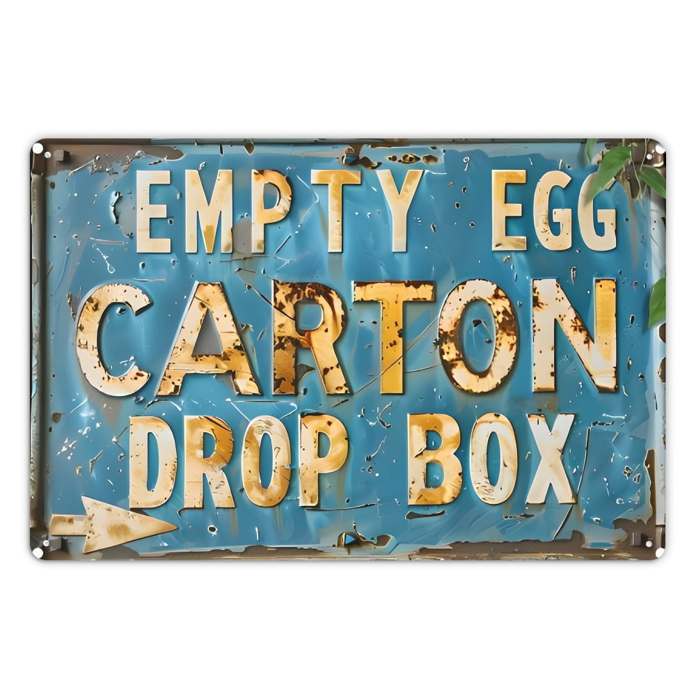 Vintage-Inspired Metal Sign- 'Empty Egg Carton Drop Box'(12X8)- Perfect ...