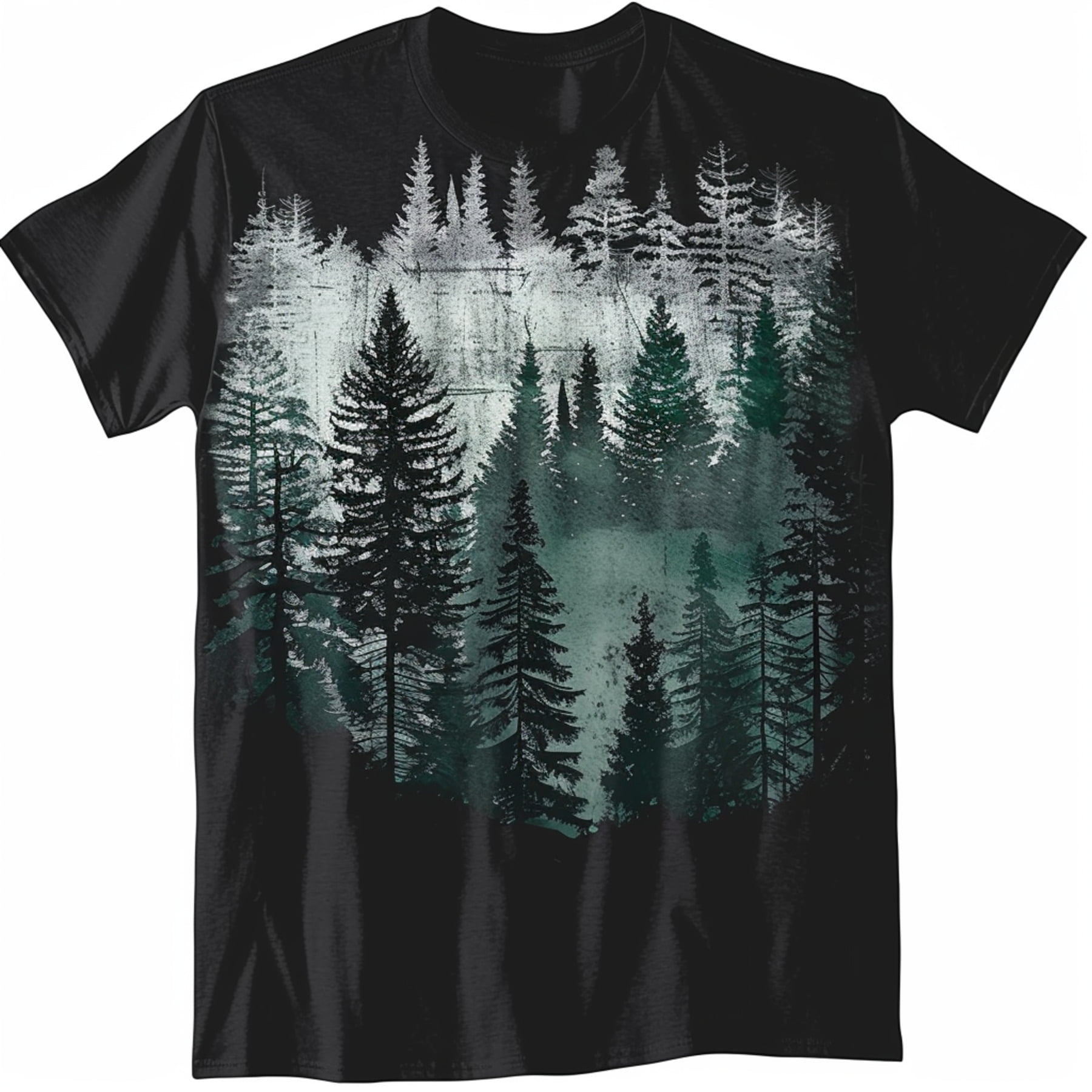 Vintage Inspired Misty Forest Pine Trees T Shirt Earth Tone Design ...