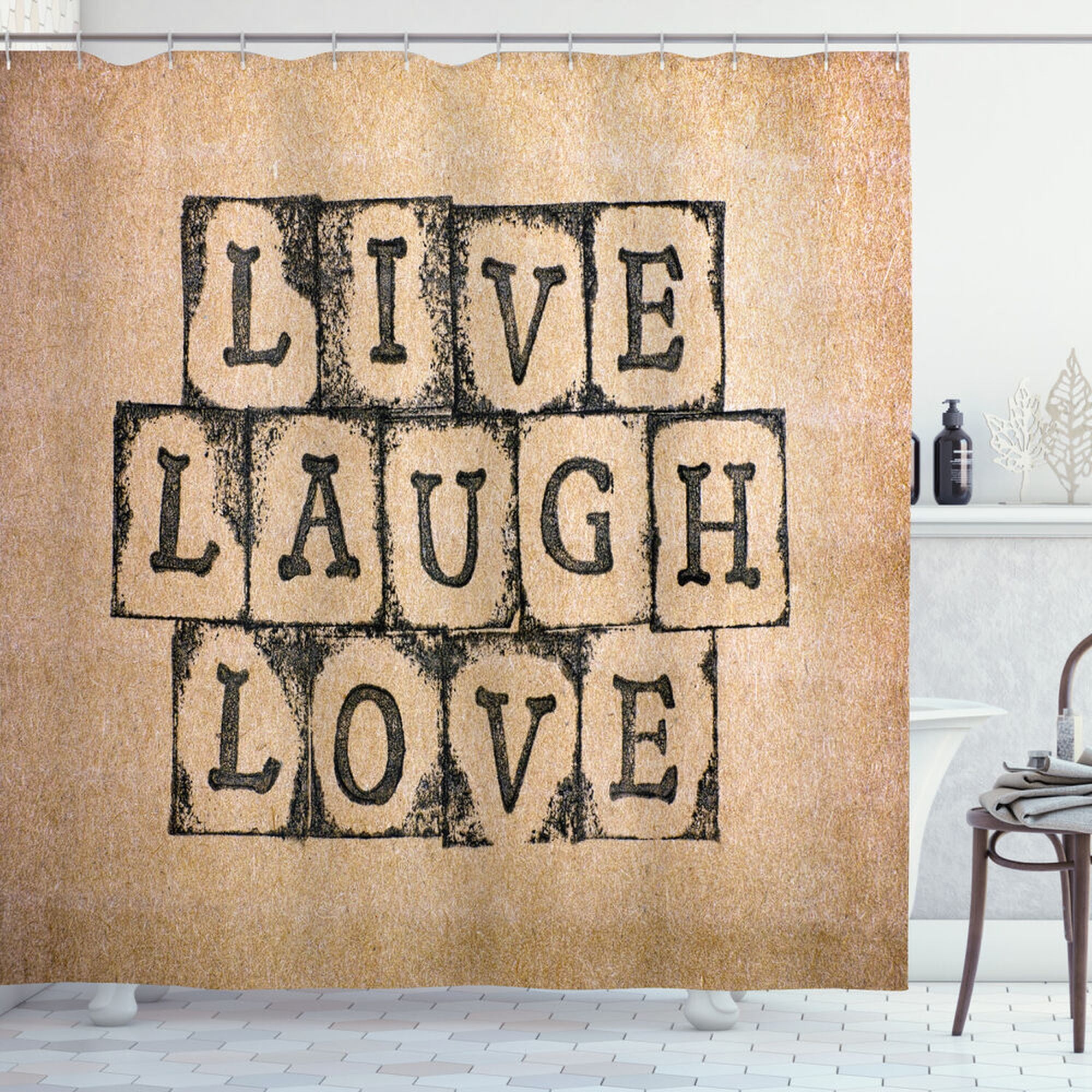 Vintage-Inspired Shower Curtain with Uplifting Message - Walmart.com
