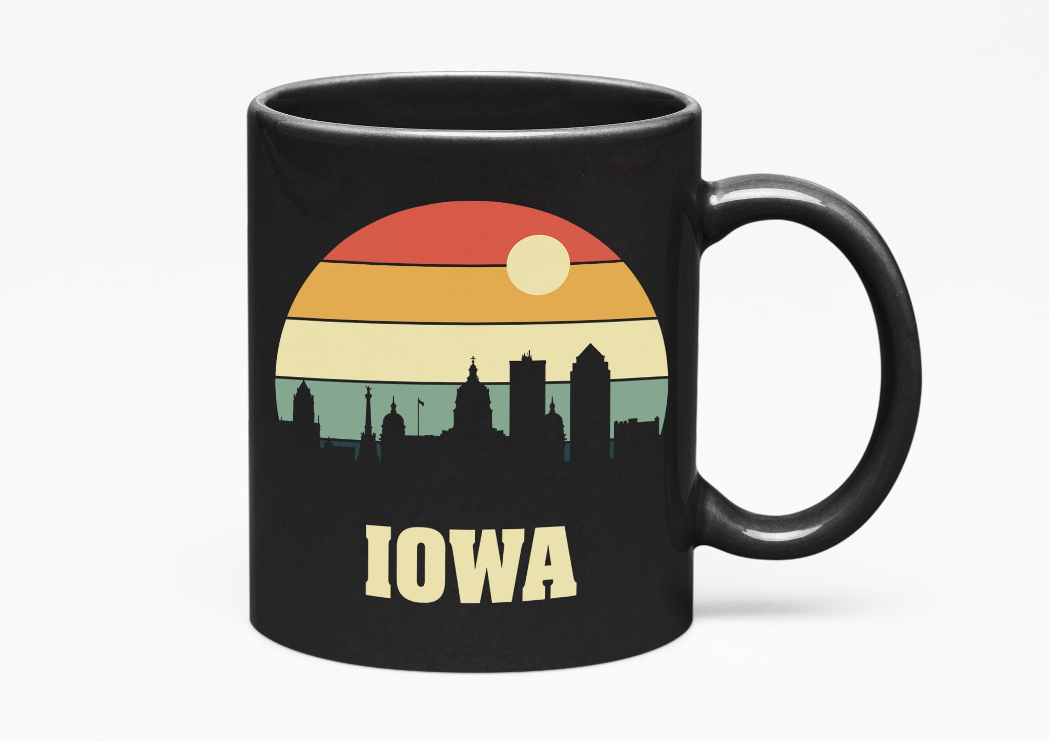 Vintage Iowa State Skyline Silhouette, Black 11oz Ceramic Mug - Walmart.com
