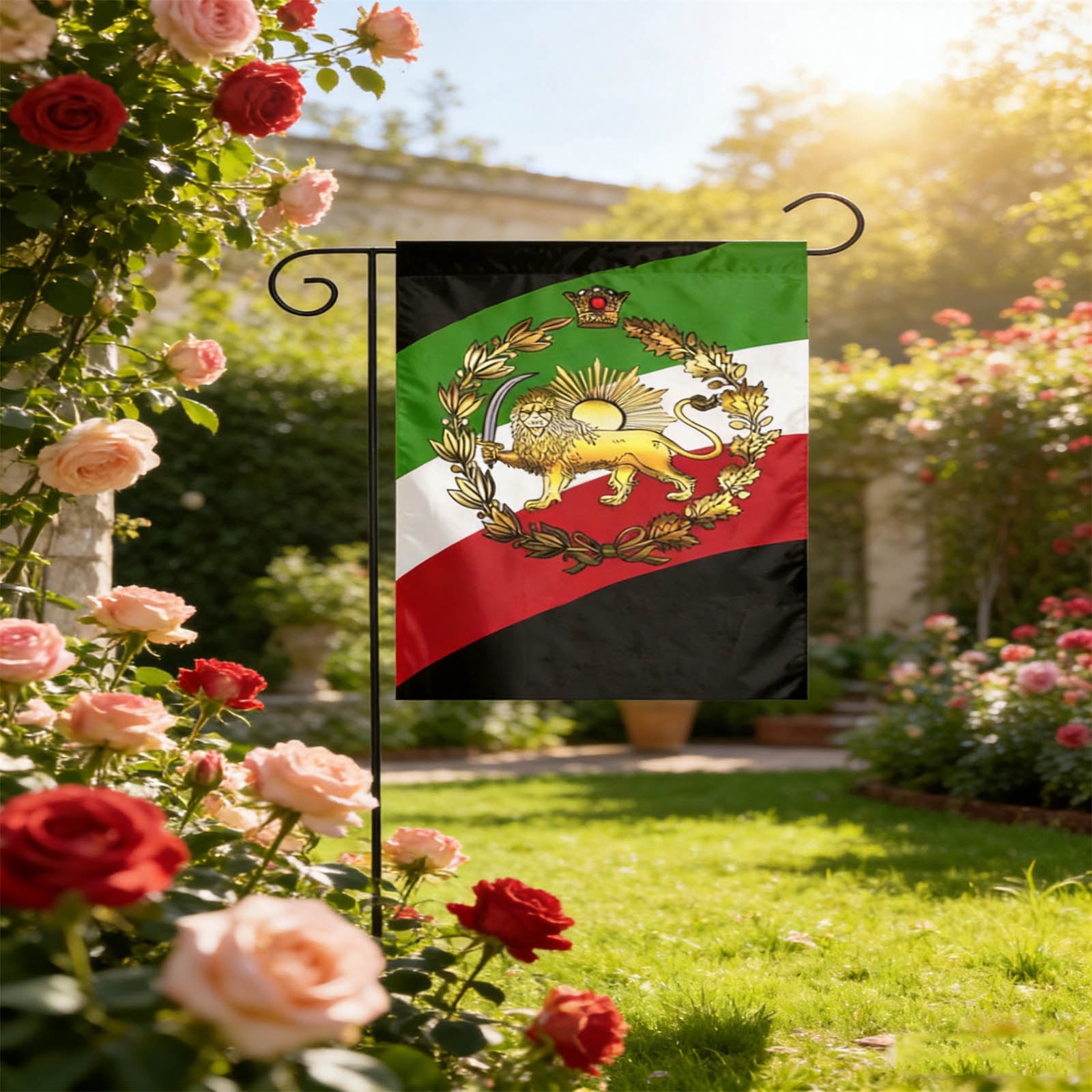 Vintage Iran Pahlavi Flag, former Iranian Persia Lion and Sun Flag ...