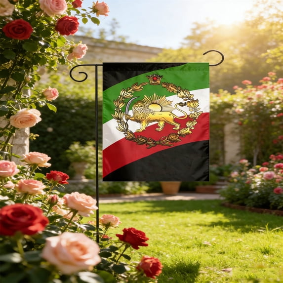 Vintage Iran Pahlavi Flag, former Iranian Persia Lion and Sun Flag ...