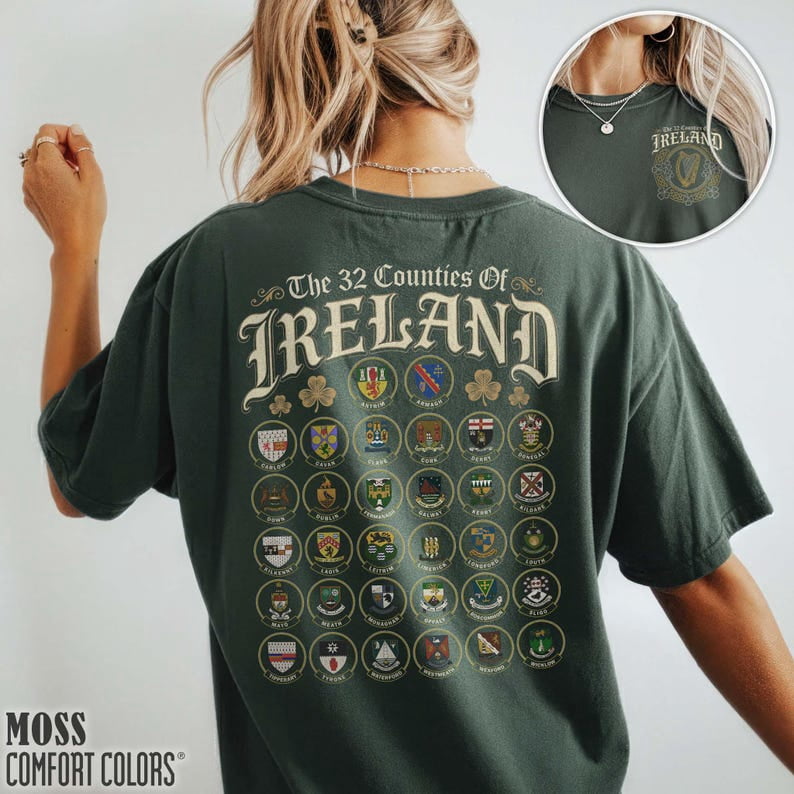 Vintage Ireland Counties Shirt Coat of Arms Shield Emblem T-shirt Irish ...