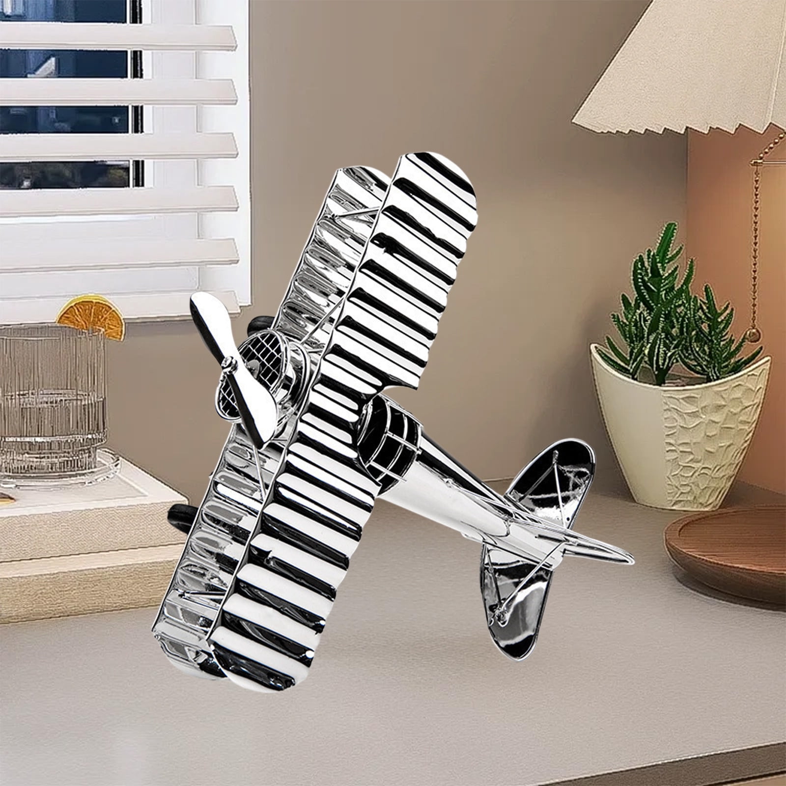 Vintage Iron Airplane Ornament Metal Fighter Jet Model - Military Style ...