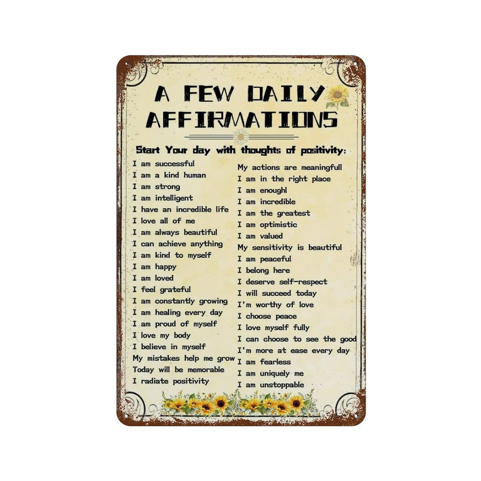 Vintage Iron Hanging Plate Vertical Daily Affirmations Mental Self ...