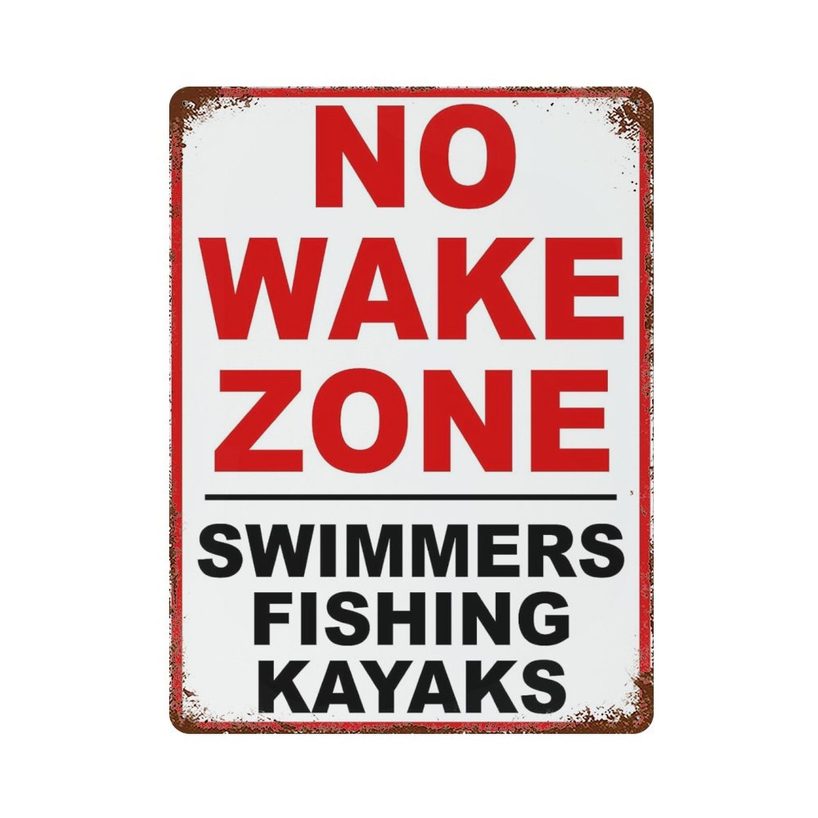 Vintage Iron Hanging Plate Vertical No Wake Zone Swimmers Fishing ...