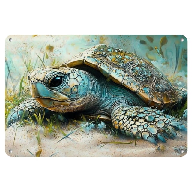 Vintage Iron Turtle Wall Art Sign - Little Turtle Decor, Garage Wall ...