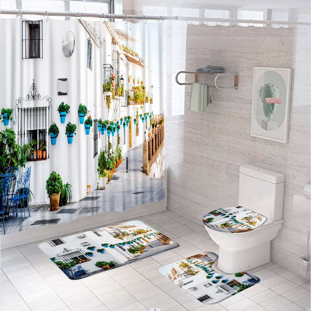 Vintage Italian Restaurant Architecture Shower Curtain Sets St Houses