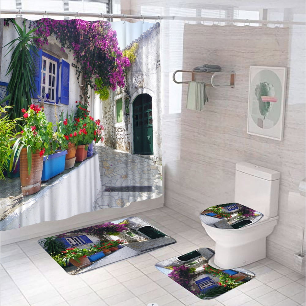 Vintage Italian Restaurant Architecture Shower Curtain Sets St Houses