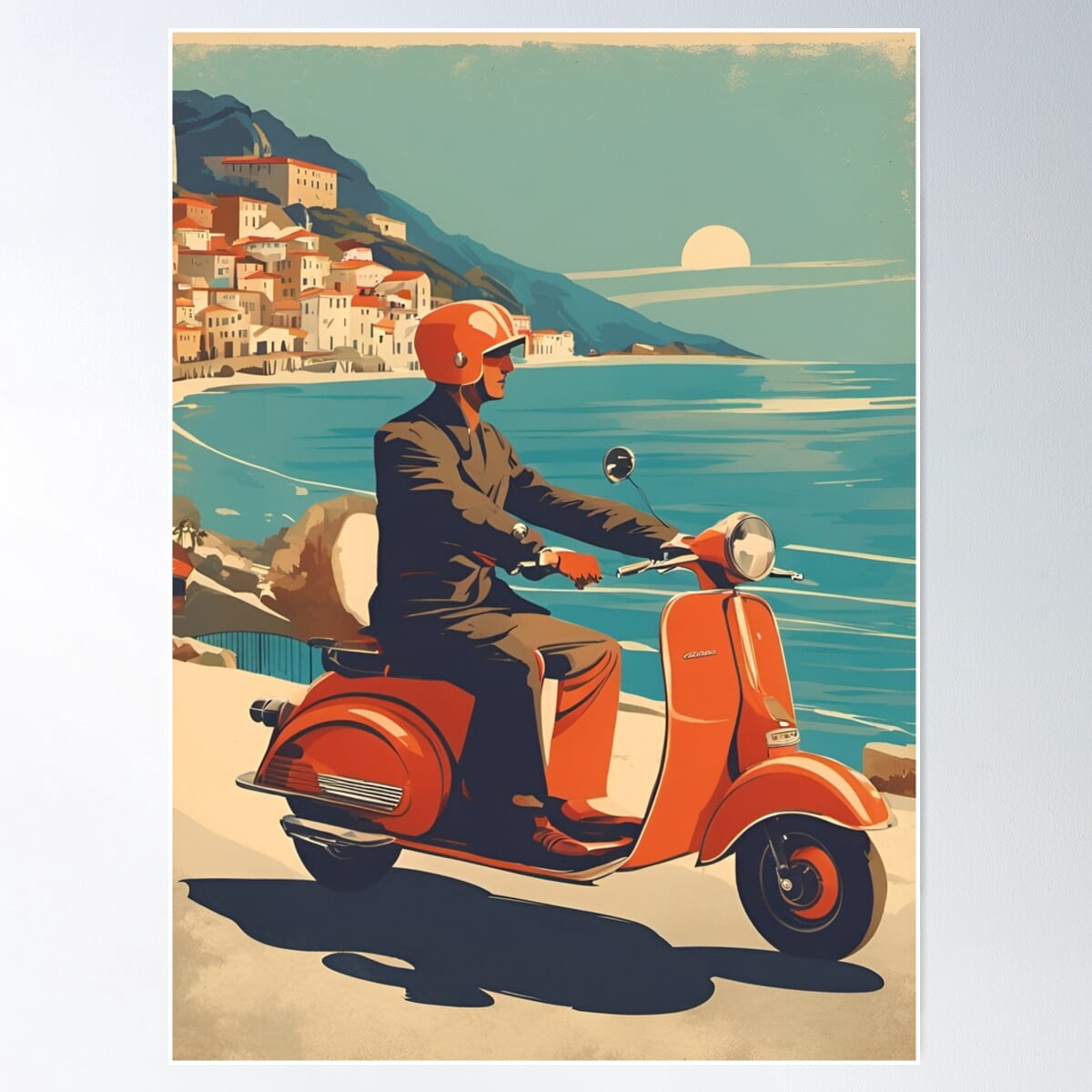 Vintage Italian Scooter Poster Poster Wall Art, Modern Wall Decor For ...