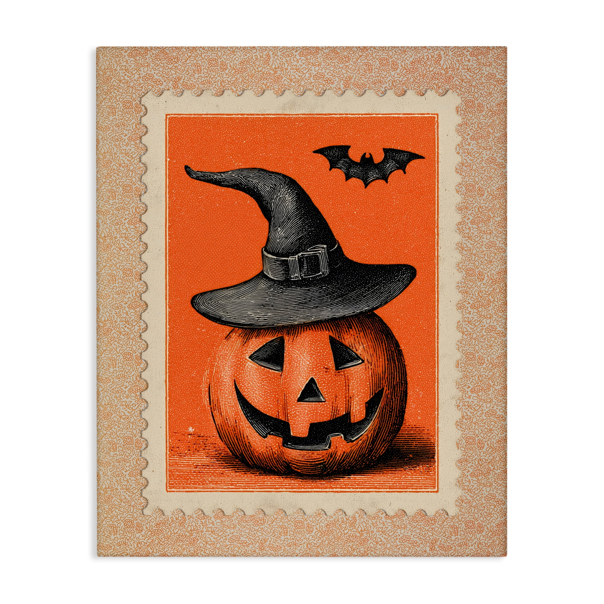 Vintage Jack-o-Lantern Stamp Canvas Wall Art, design by Arlington ...