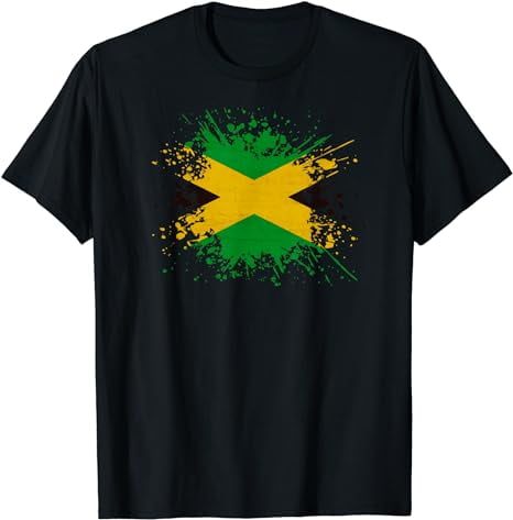 Vintage Jamaica Classic Jamaican Flag Stylish Splash Design T-Shirt ...